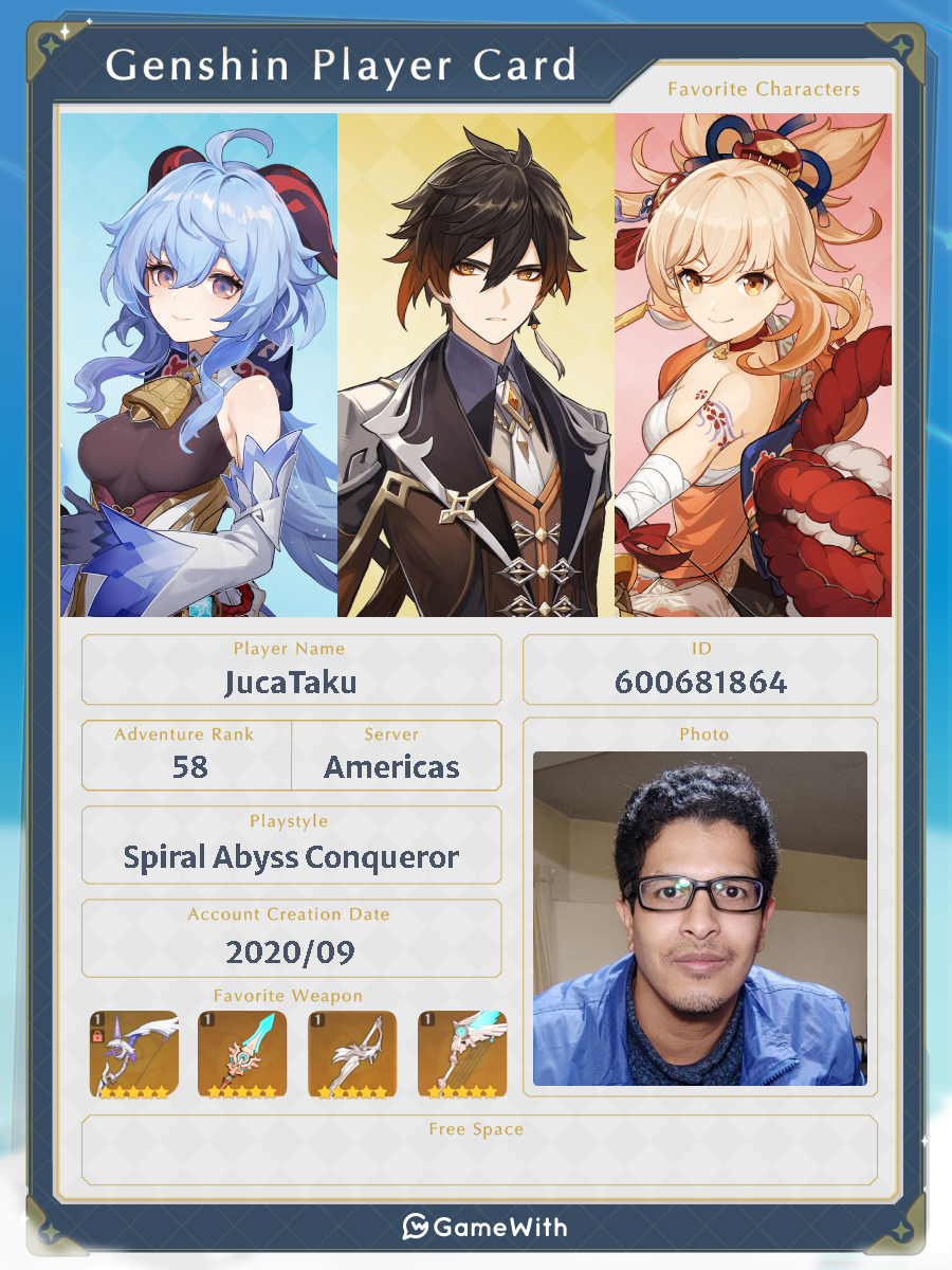 Genshin Impact Players card. Genshin Impact | HoYoLAB