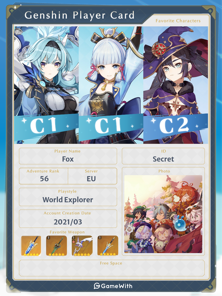 Genshin Player Card Genshin Impact | HoYoLAB