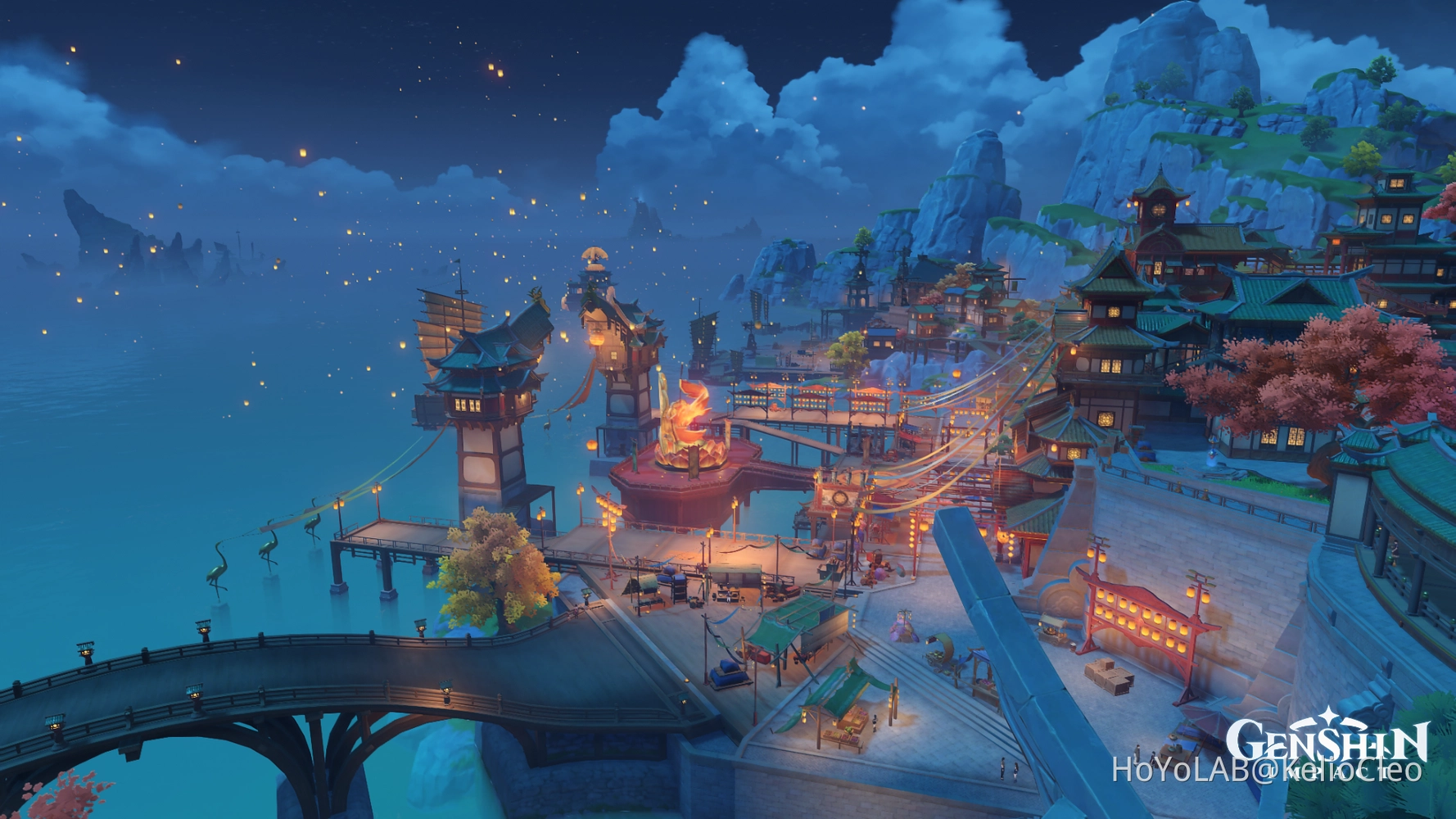 The beautiful scenery of Liyue Harbor. Always delightful, always mesmerize.