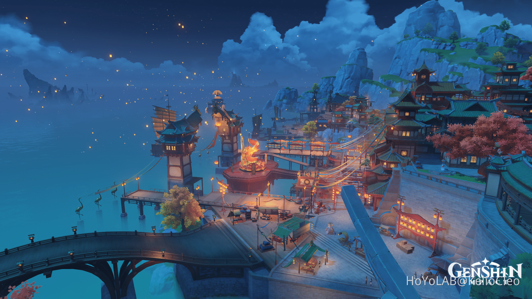 The beautiful scenery of Liyue Harbor. Always delightful, always mesmerize.