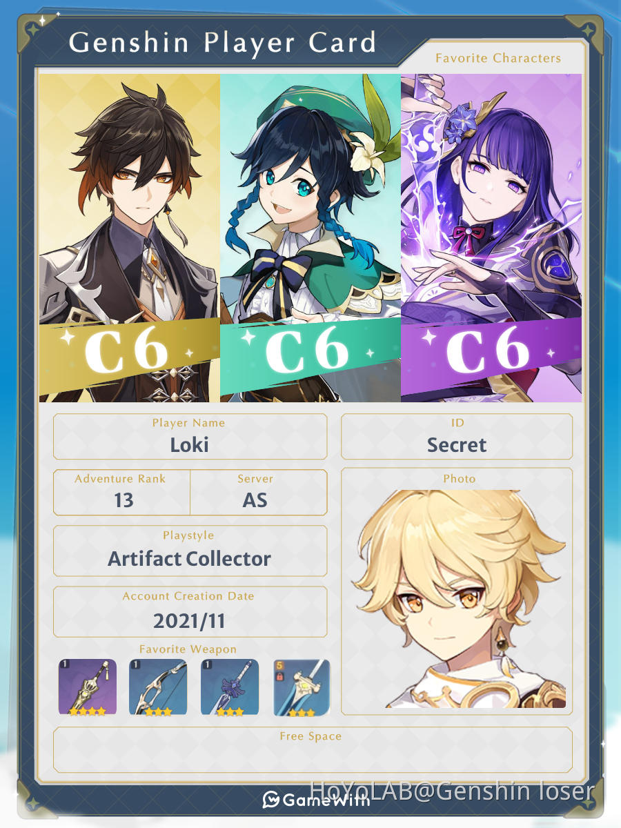 Character card Genshin Impact | HoYoLAB