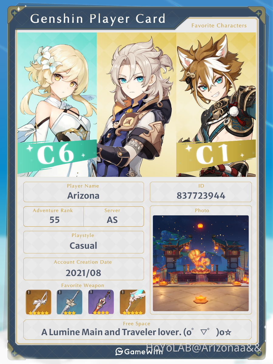 My Genshin Player Card Genshin Impact | HoYoLAB