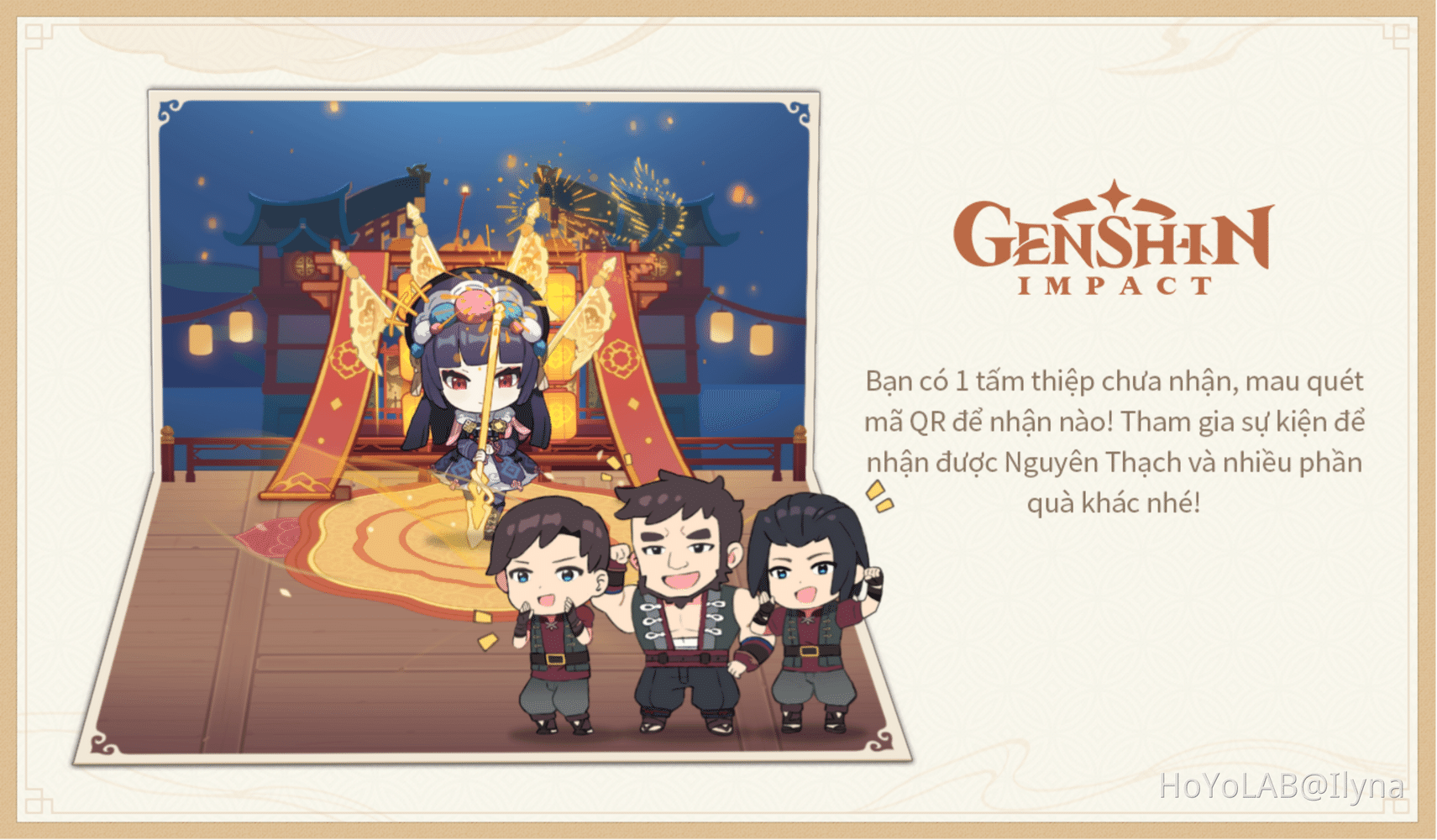 Chia sẻ thiệp chúc mừng sự kiện web "Sắc Màu Đón Xuân" Genshin Impact | HoYoLAB