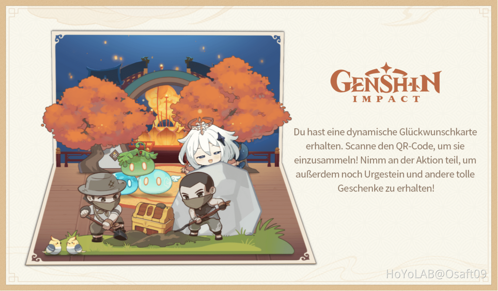 Glückwunschkartenteilen der Webaktion „Fest der flüchtigen Farben ...