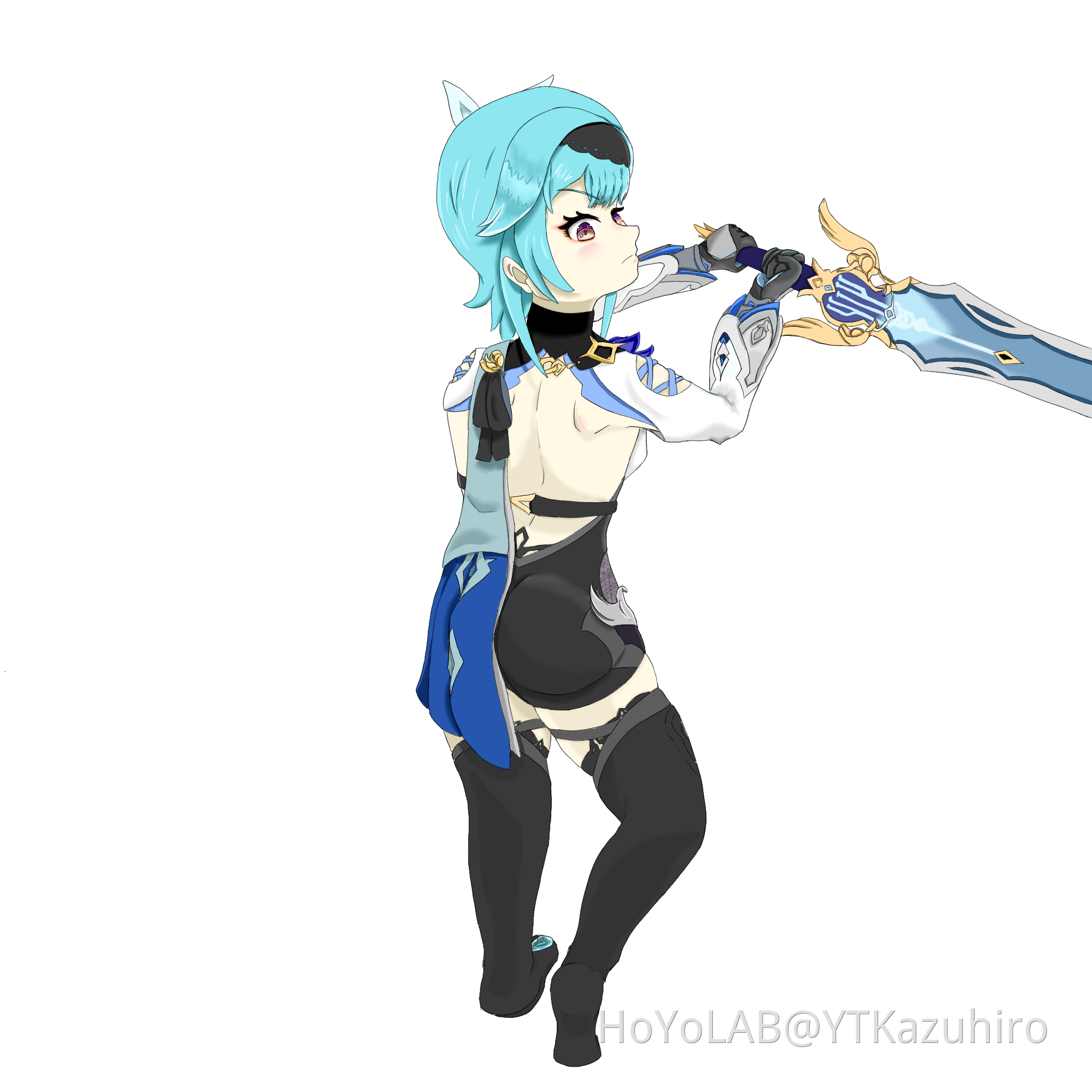Eula posing with her sword Genshin Impact | HoYoLAB