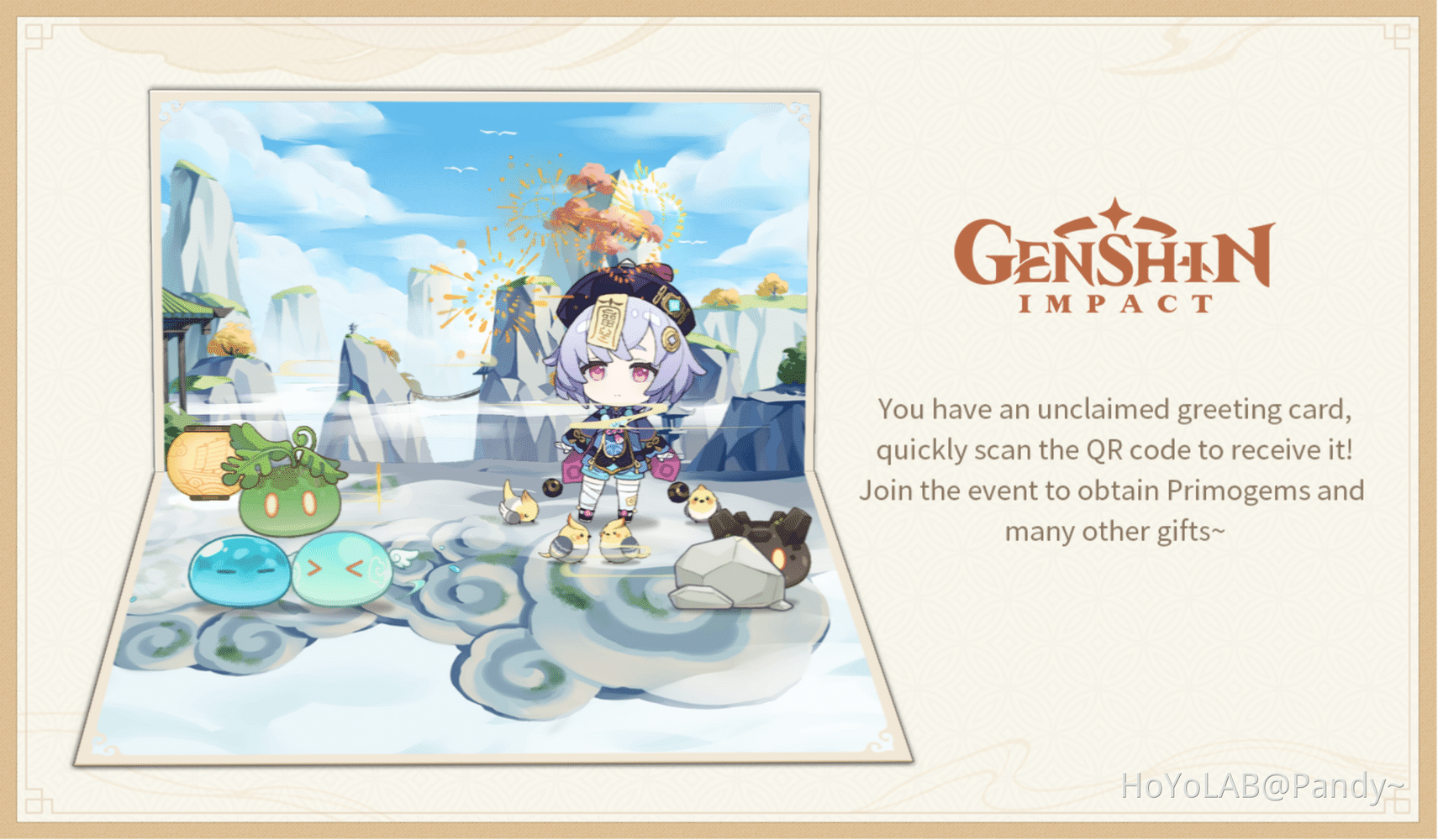 Qiqi with slimes is just extra cute. Greeting card :D Genshin Impact ...