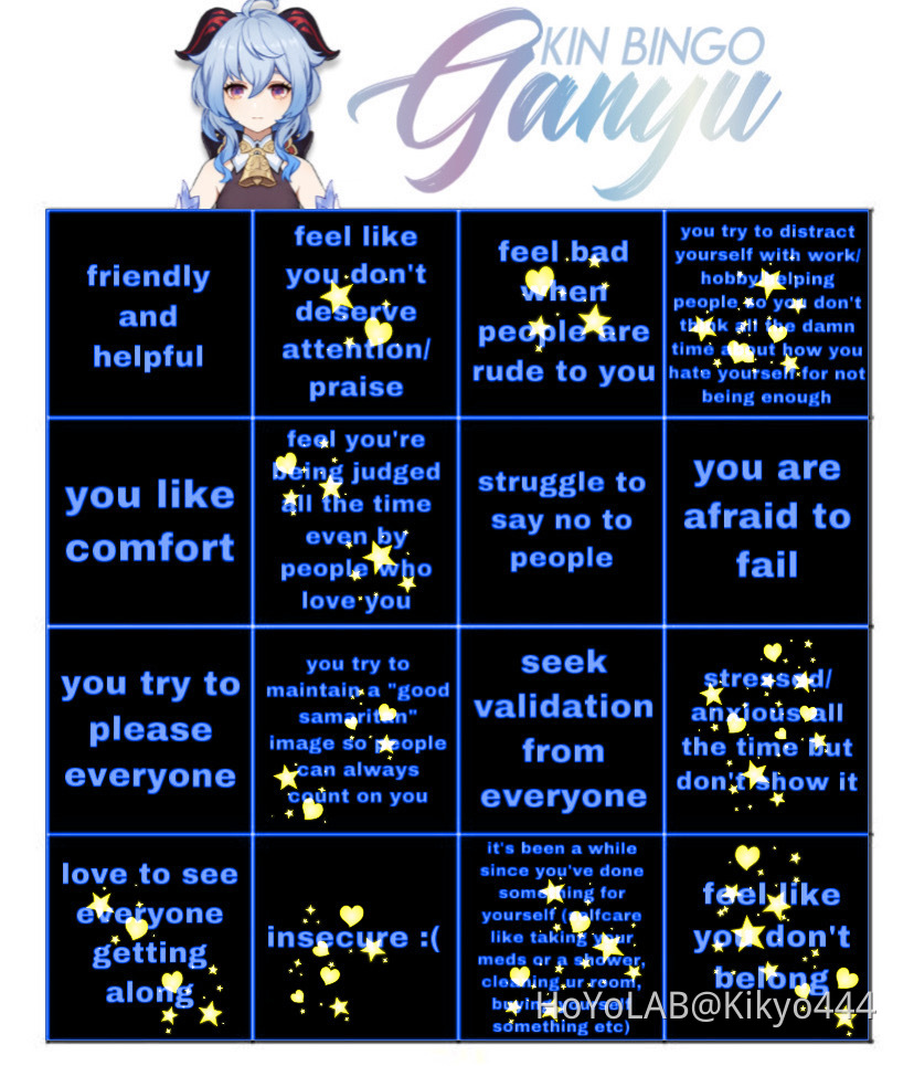 My kin bingo’s from PicsArt Genshin Impact | HoYoLAB