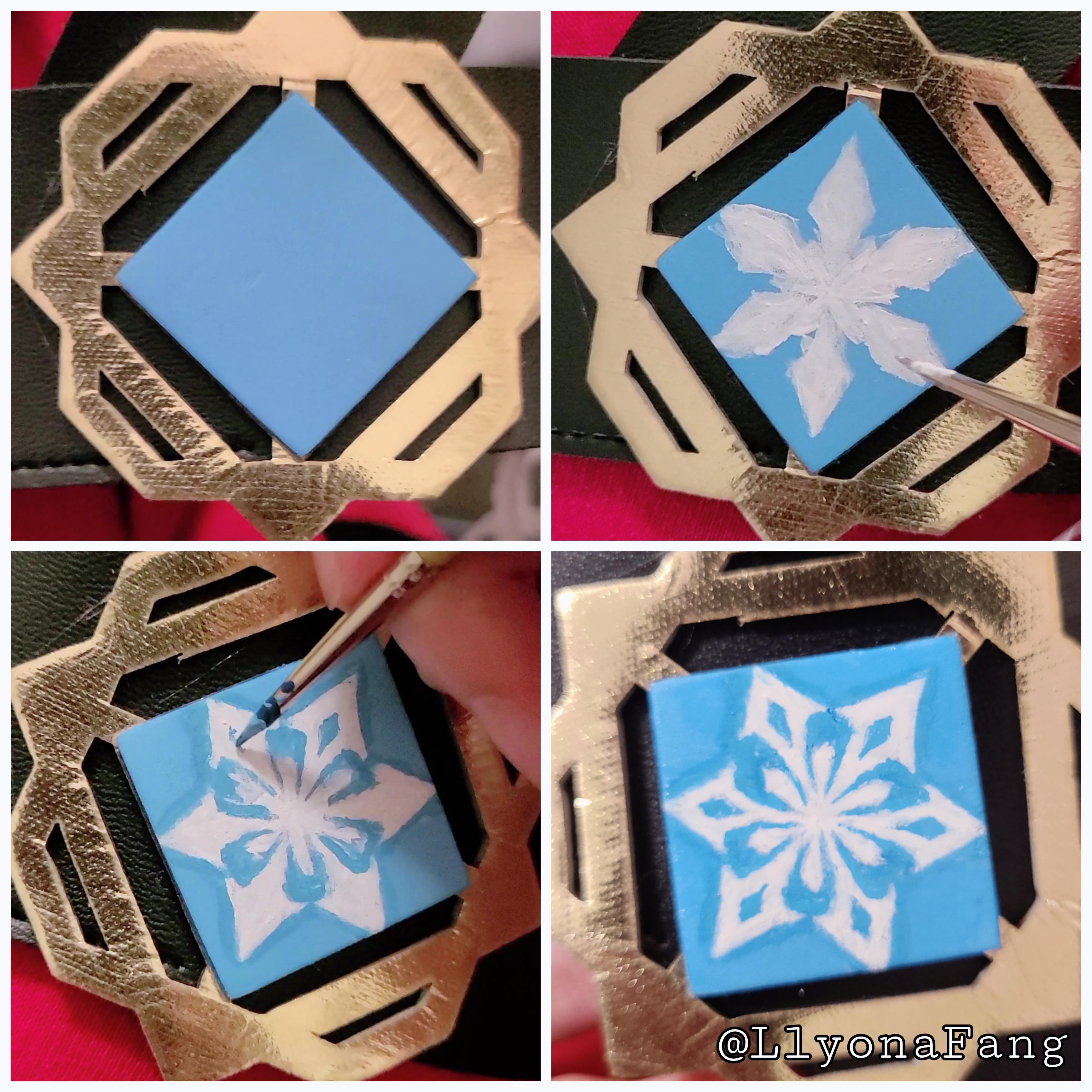 Freehand painting Chongyun's Cryo vision (WIP Costume upgrading ...