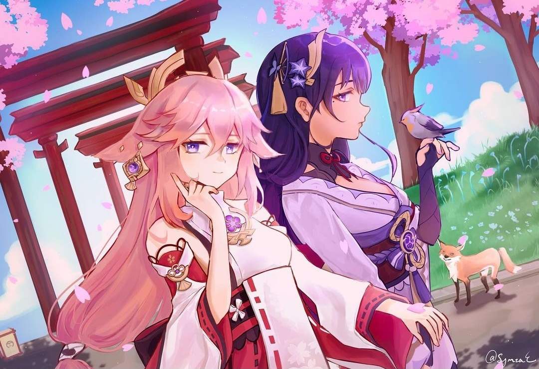 Miko and Ei Genshin Impact | HoYoLAB