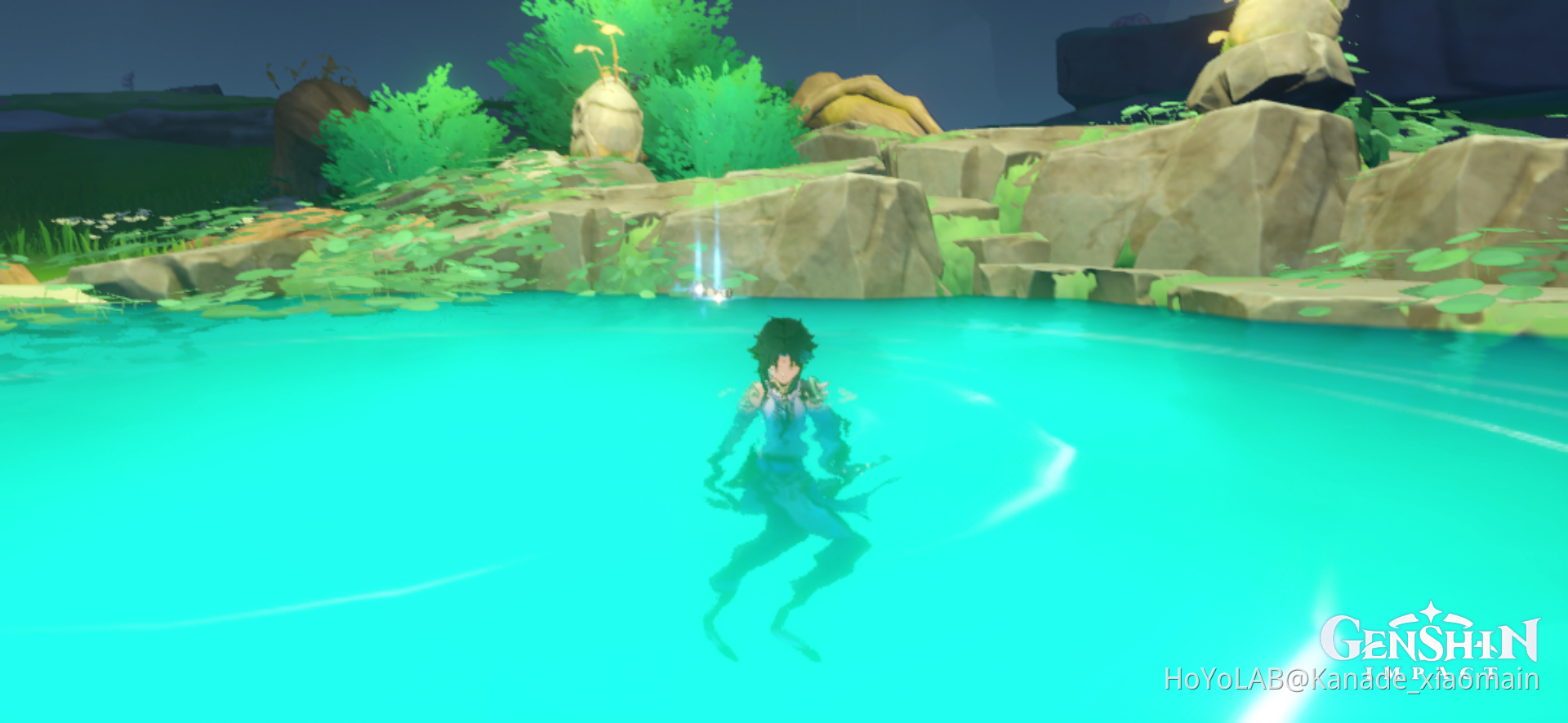 xiao in a pond Genshin Impact | HoYoLAB