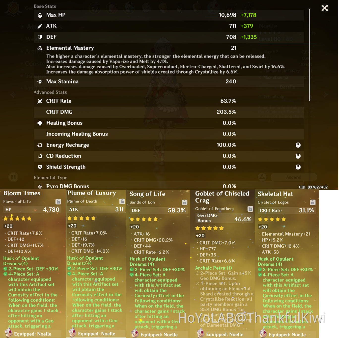 Here is my Noelle build :> Genshin Impact | HoYoLAB