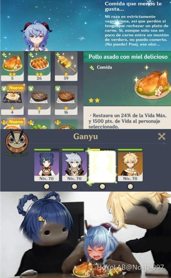 pobre ganyu la estuve alimentando con carne todo este tiempo Genshin ...