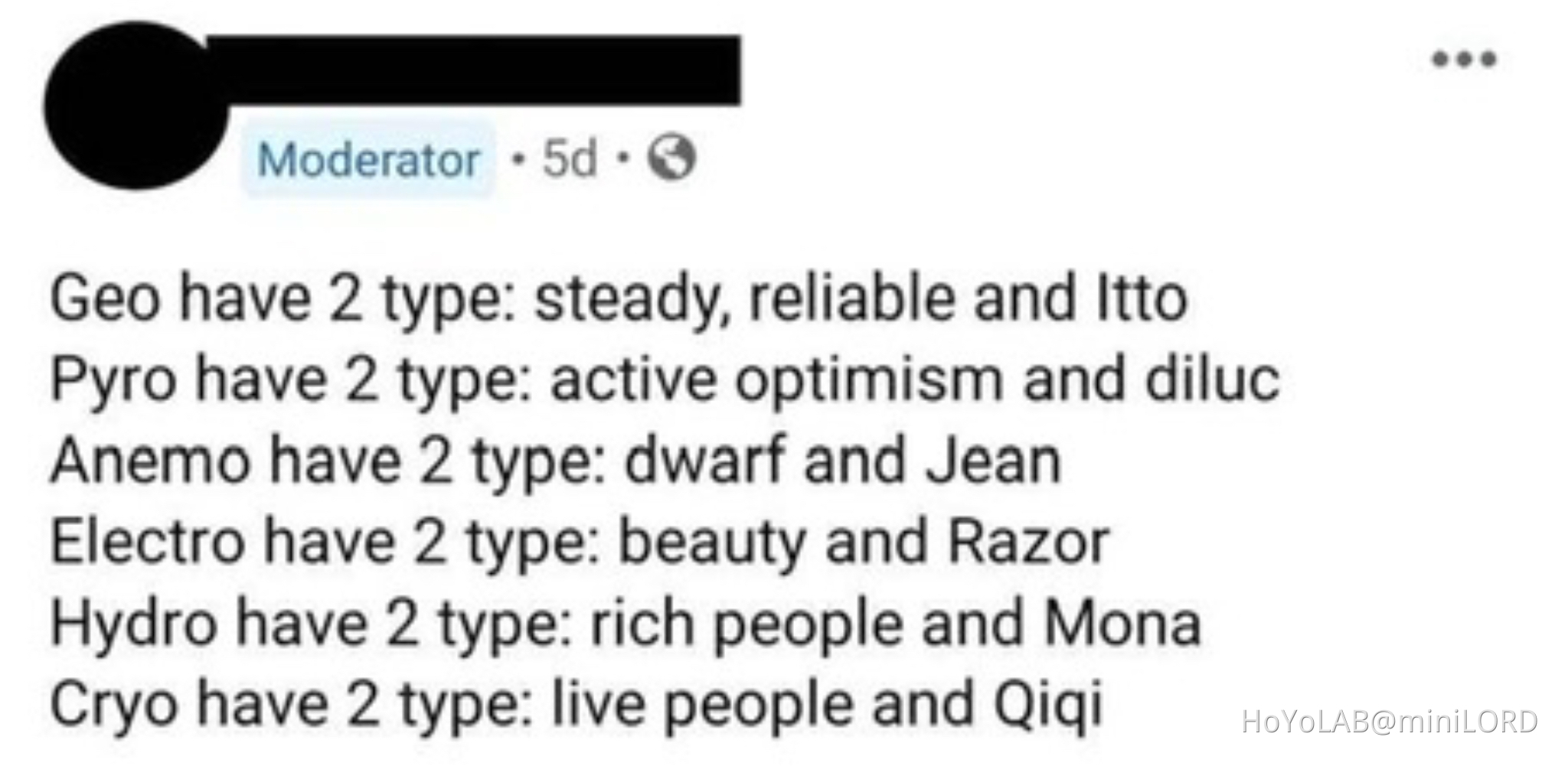 Every element has 2 types of people Genshin Impact | HoYoLAB