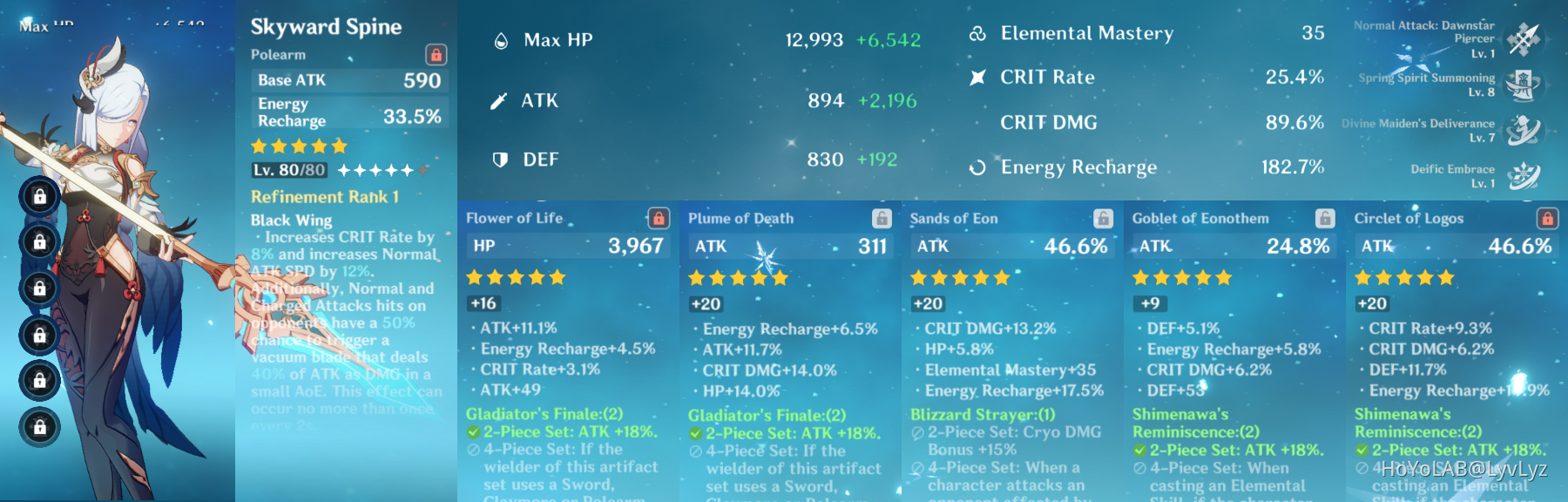 My Shenhe level 90 stats Genshin Impact | HoYoLAB