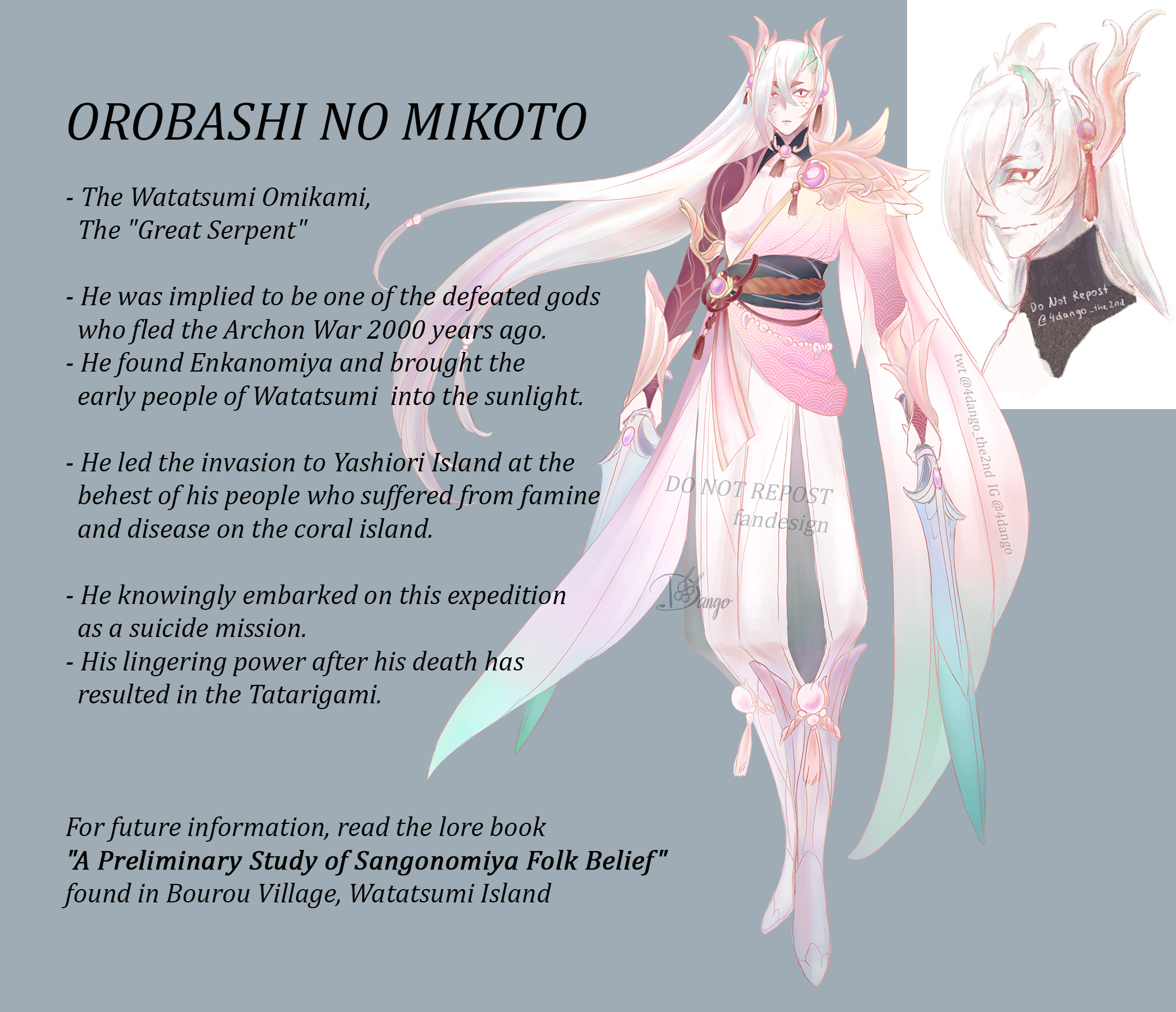 NPCs fandesigns: Orobashi, Mou'un, Ayame, and Touzannou Genshin Impact ...
