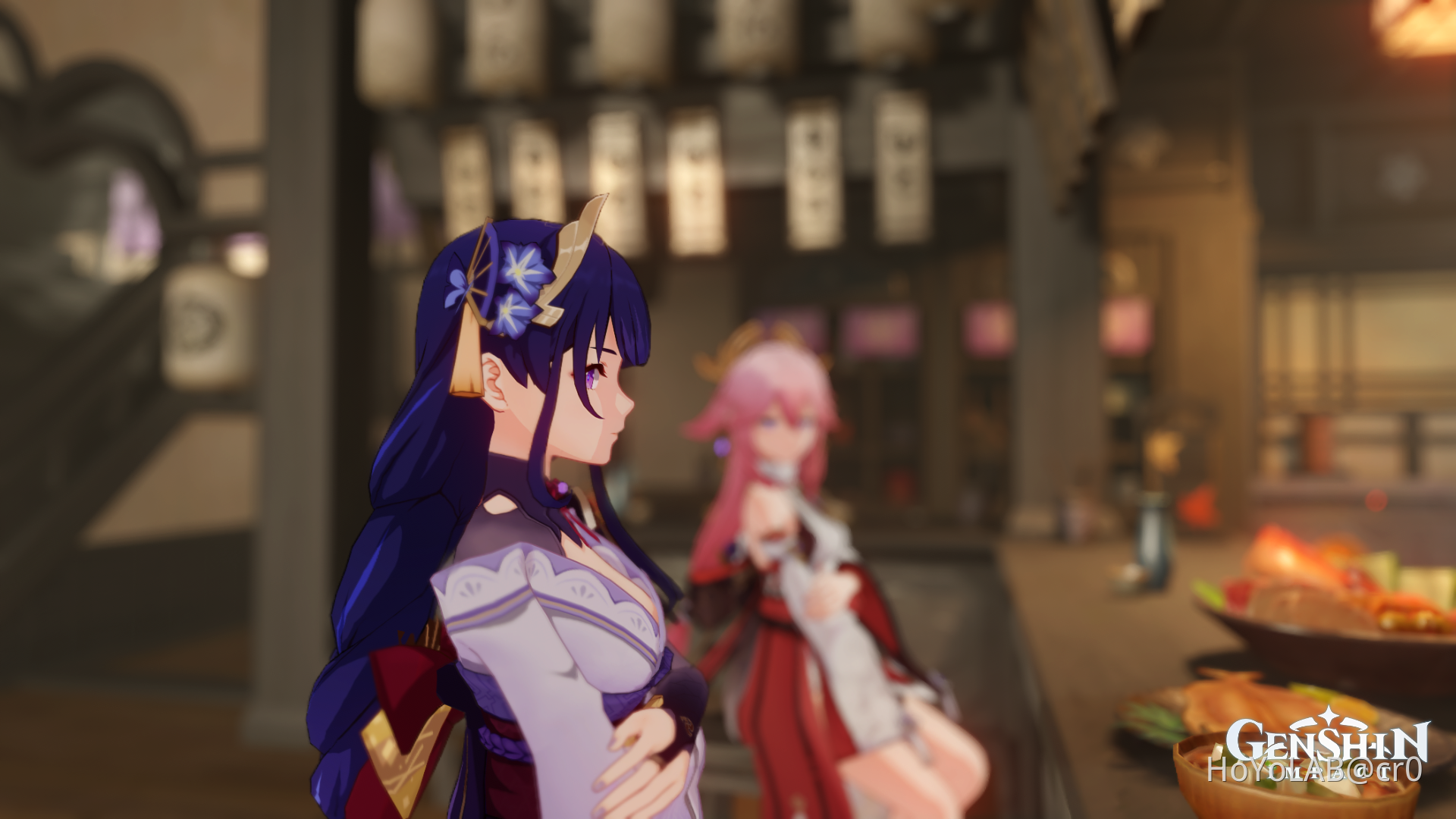 Ei & Yae chillin’ in Uyuu Restaurant | Genshin Impact | HoYoLAB