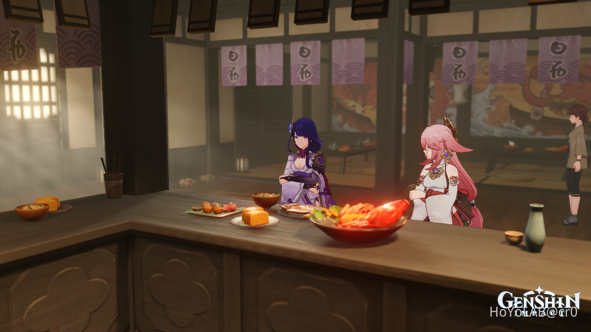 Ei & Yae chillin’ in Uyuu Restaurant | Genshin Impact | HoYoLAB