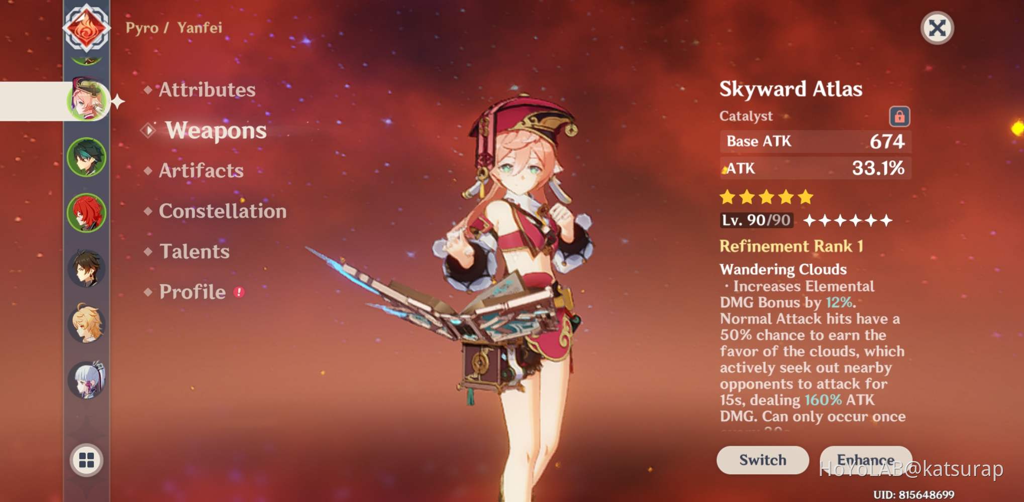 My C6 Yanfei f2p build Genshin Impact | HoYoLAB