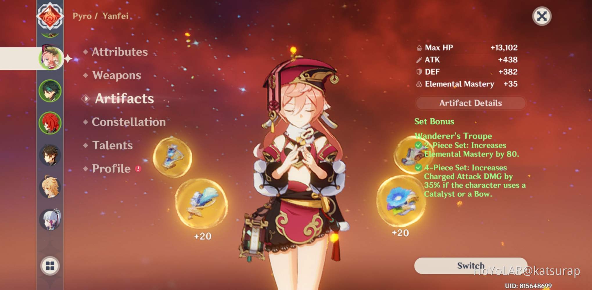 My C6 Yanfei f2p build Genshin Impact | HoYoLAB