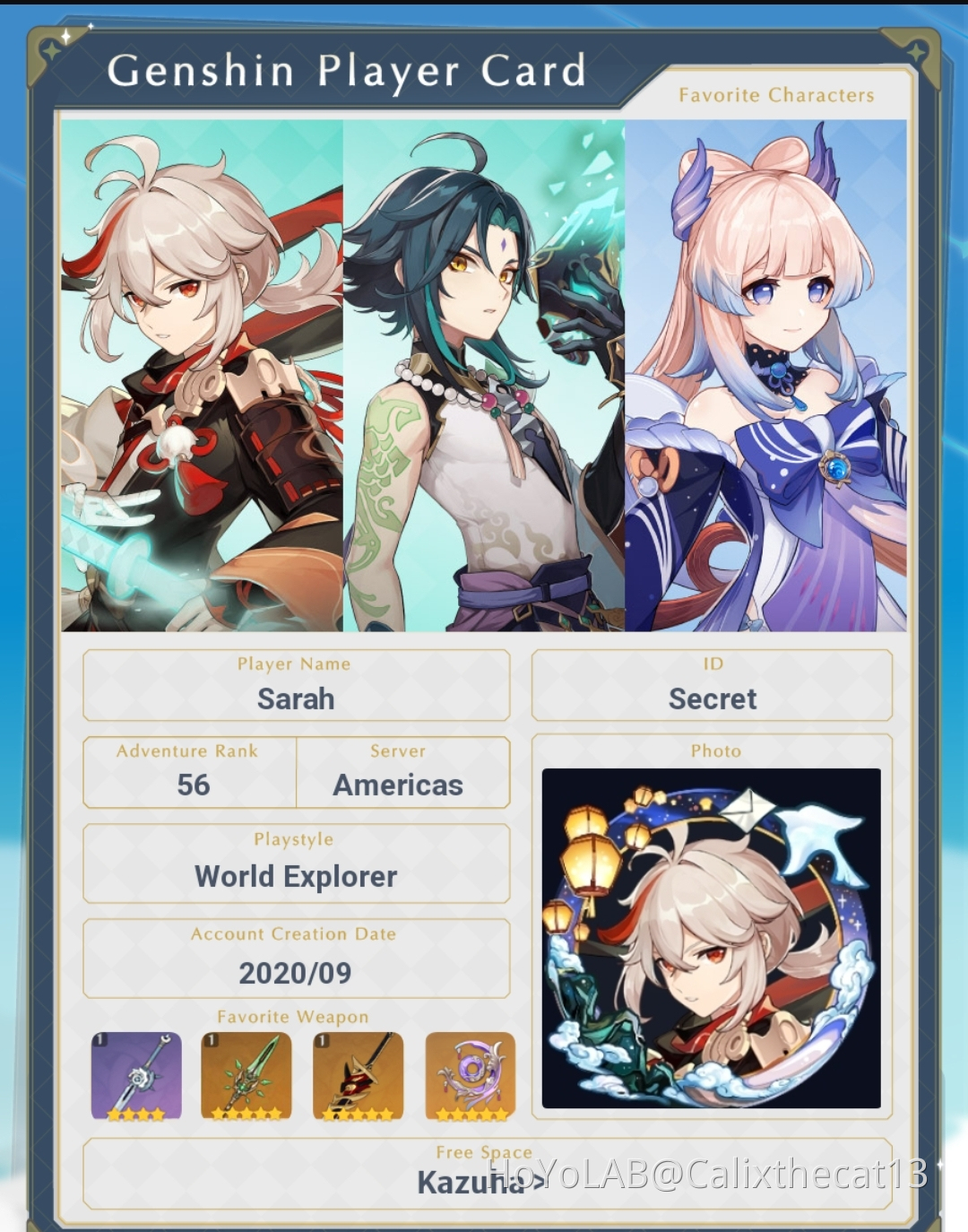My genshin character card Genshin Impact | HoYoLAB