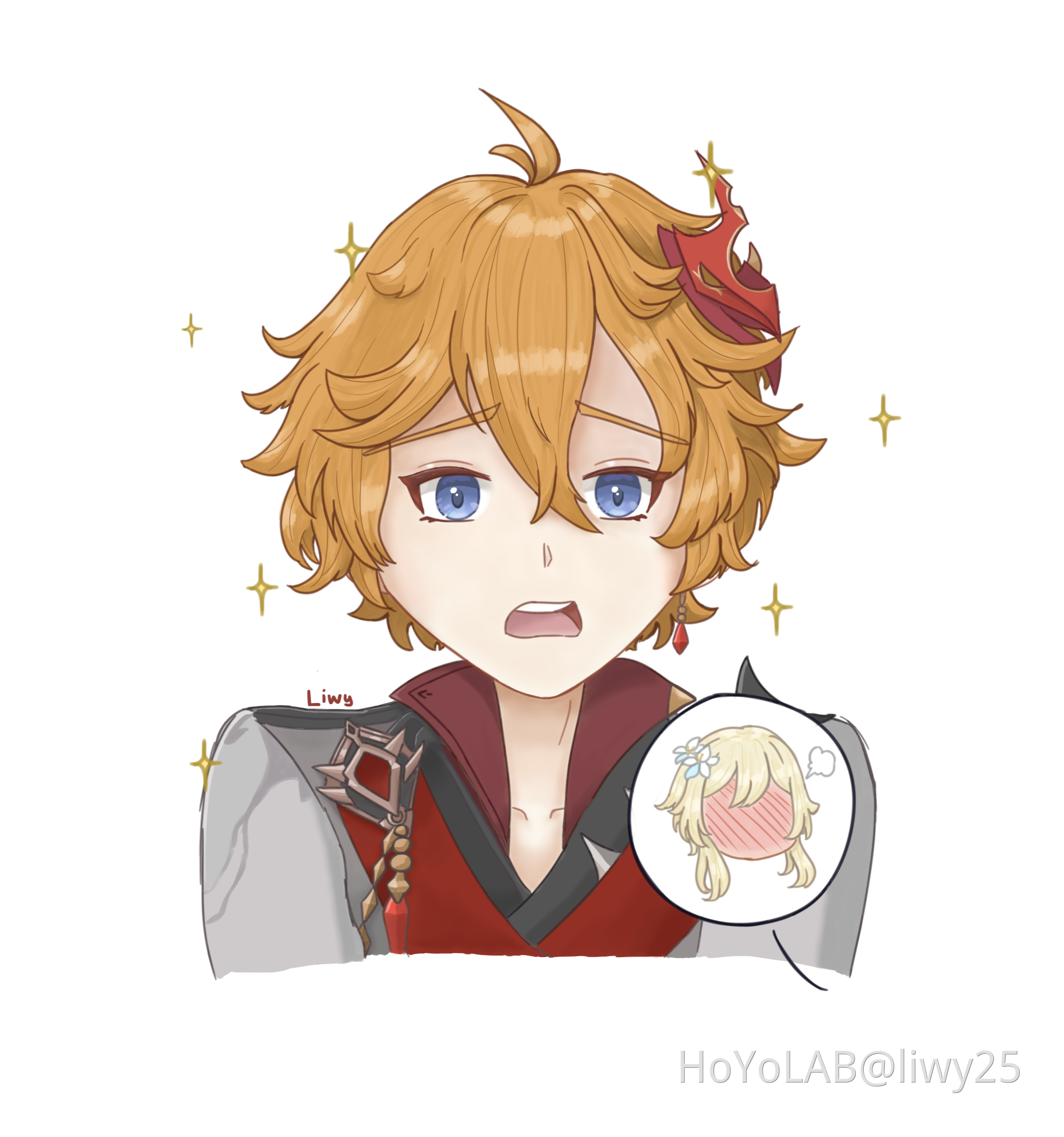 pov: you're lumine and childe ask you to lie to his little brother ...
