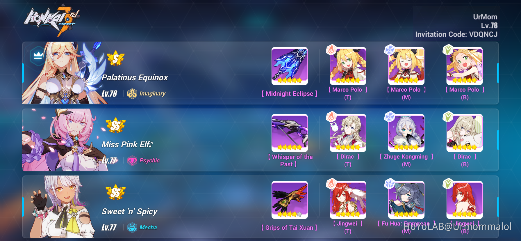 Question: Physical line up feedback Honkai Impact 3rd | HoYoLAB