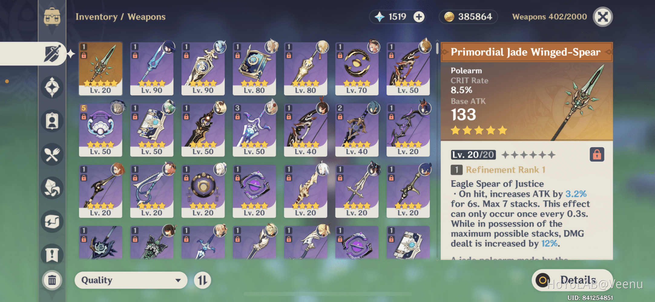 My first five star weapon Genshin Impact | HoYoLAB
