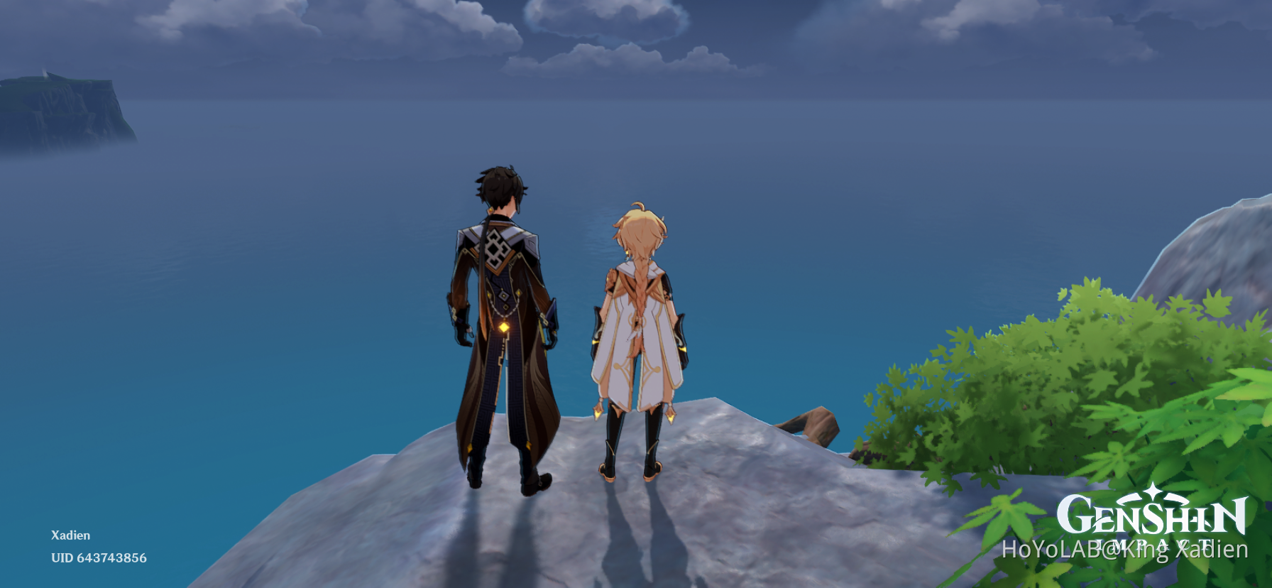 Zhong li and traveler just looking up at the distance Genshin Impact ...