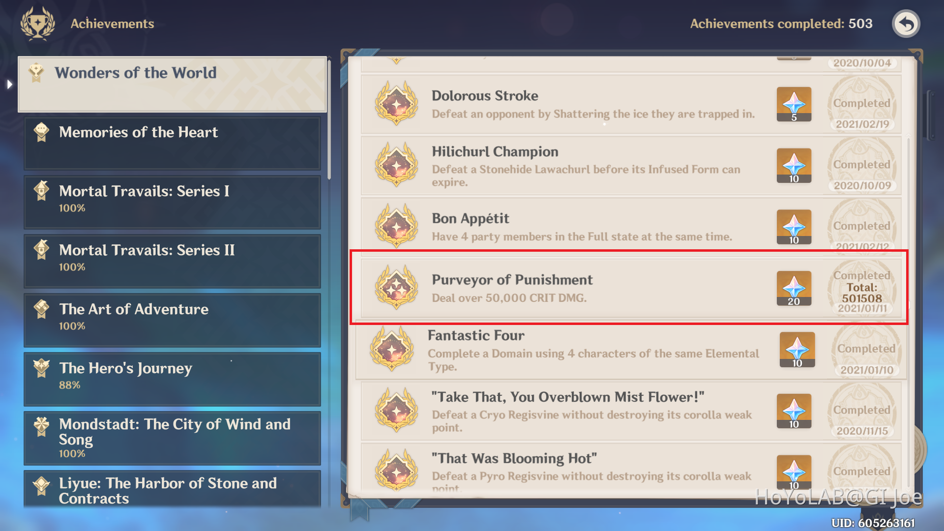 Highest Hit Achievement Genshin Impact Hoyolab