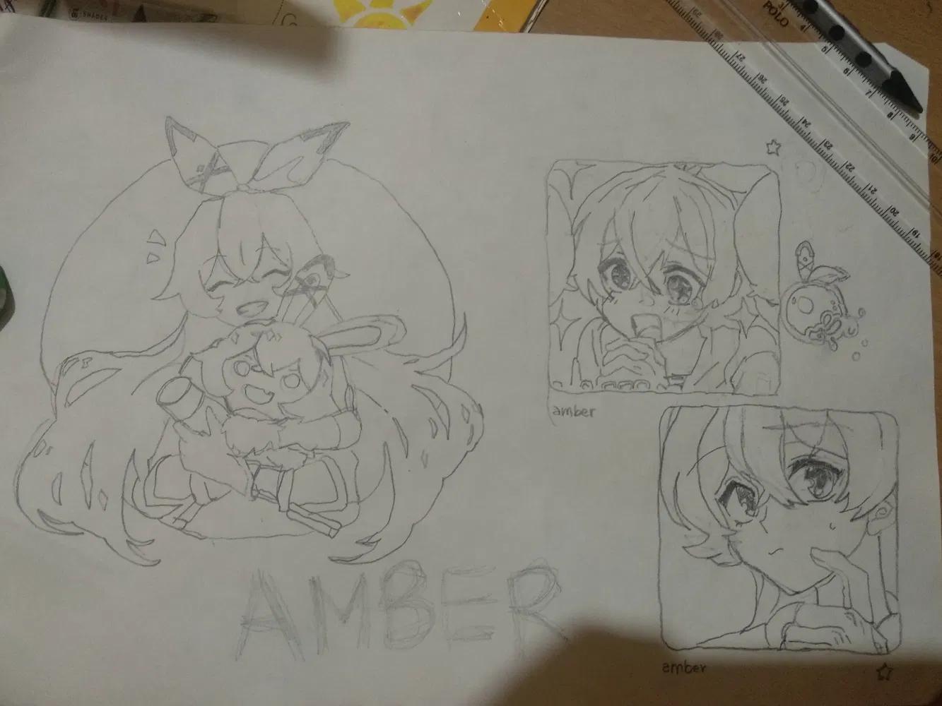Did a traditional drawing of best girl amber Genshin Impact | HoYoLAB