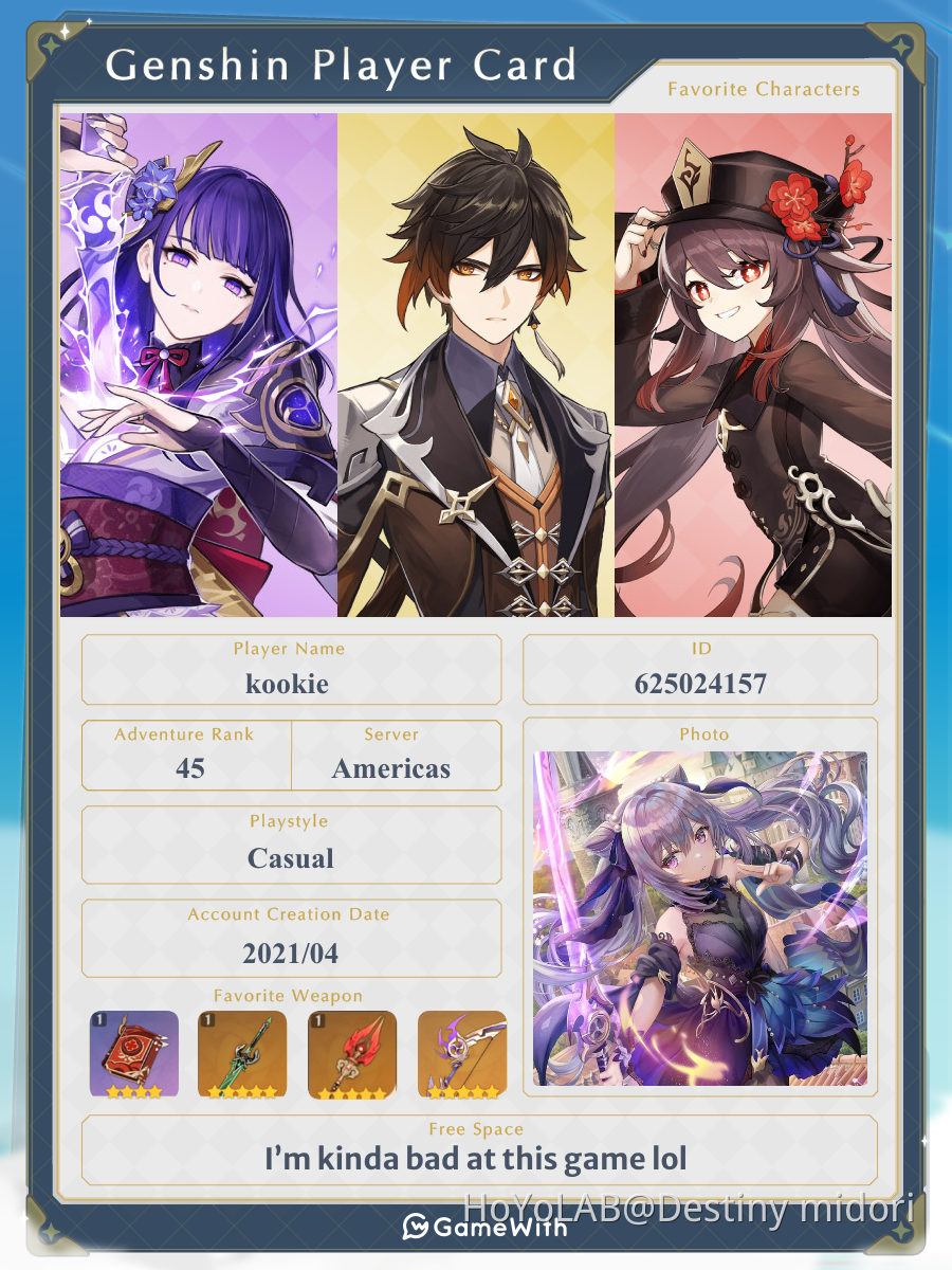 Genshin player card Genshin Impact | HoYoLAB
