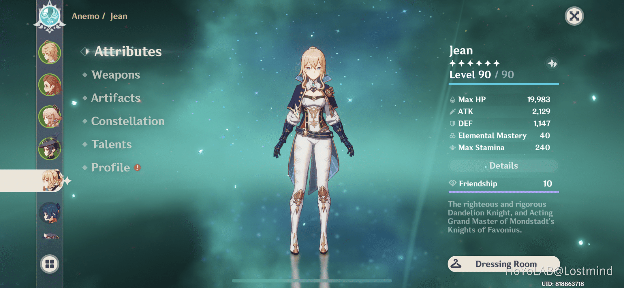 Dps Jean after a month build ( just for fun ) :) Genshin Impact | HoYoLAB