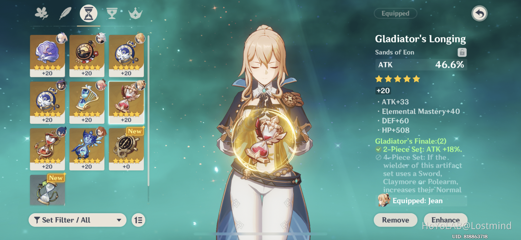 Dps Jean after a month build ( just for fun ) :) Genshin Impact | HoYoLAB