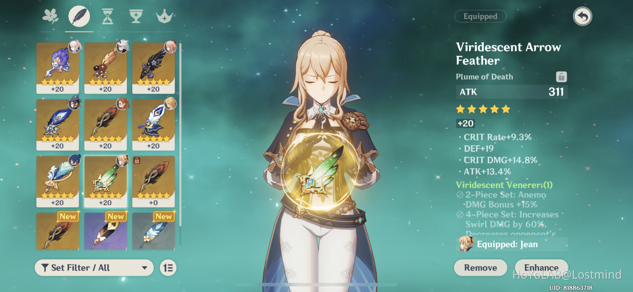 Dps Jean after a month build ( just for fun ) :) Genshin Impact | HoYoLAB