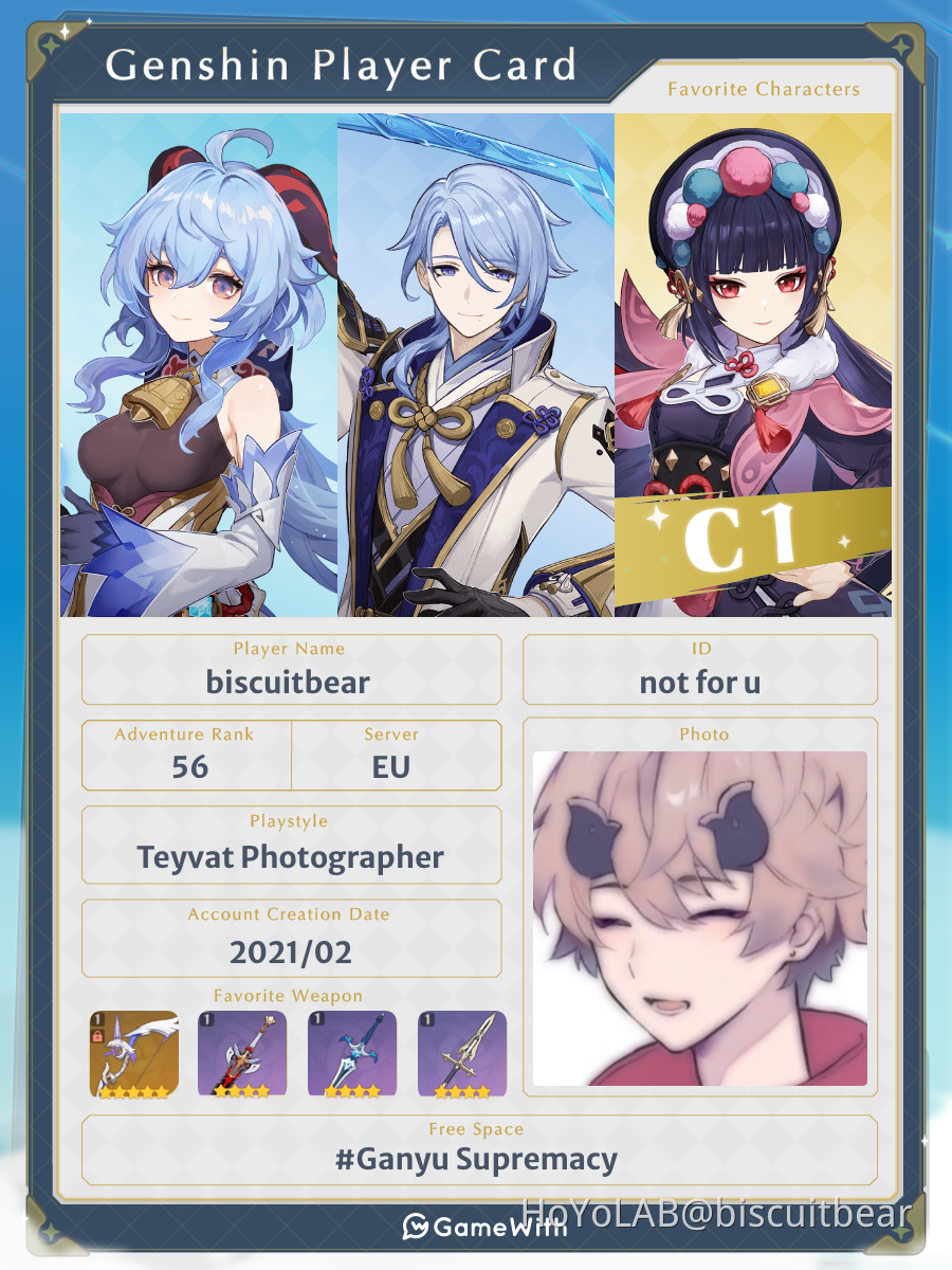 Genshin Impact player card! Genshin Impact | HoYoLAB