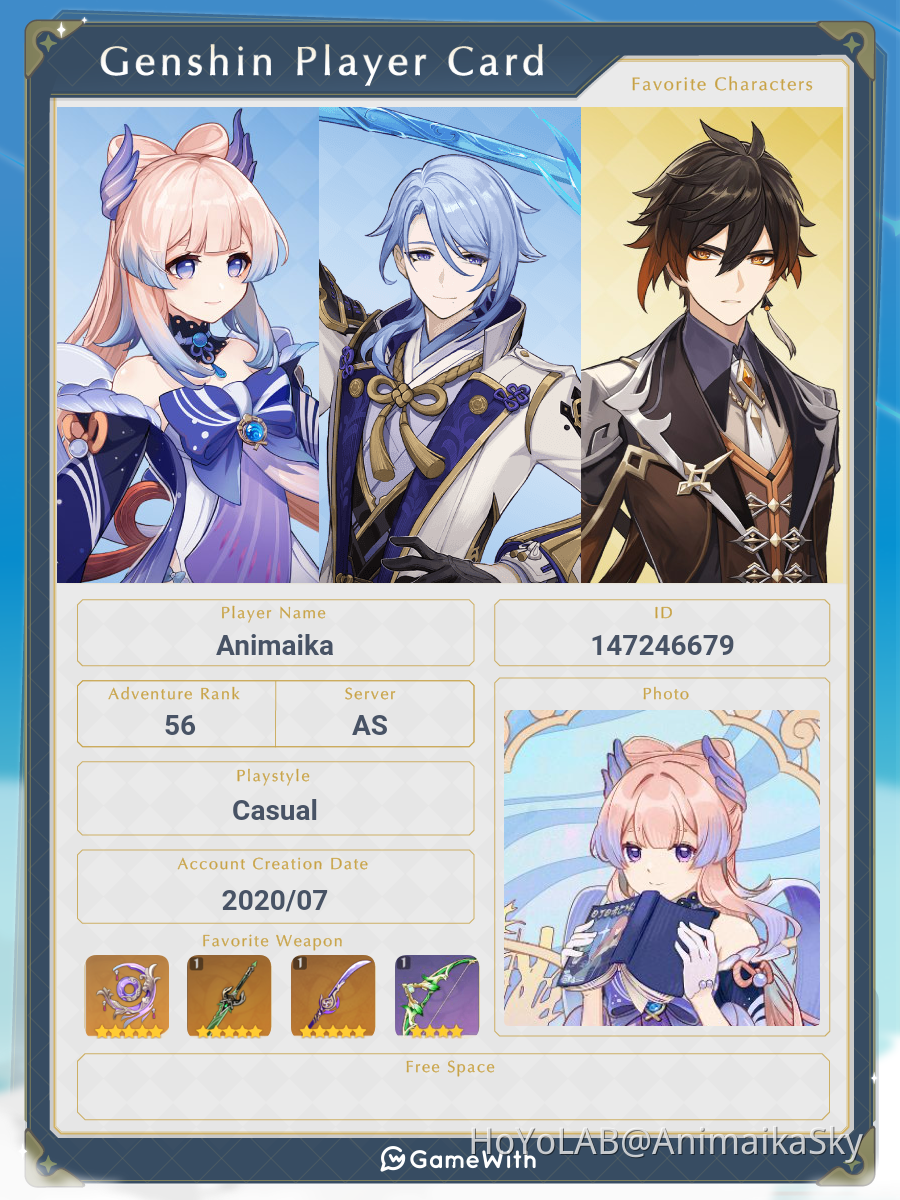 GI player card Genshin Impact | HoYoLAB