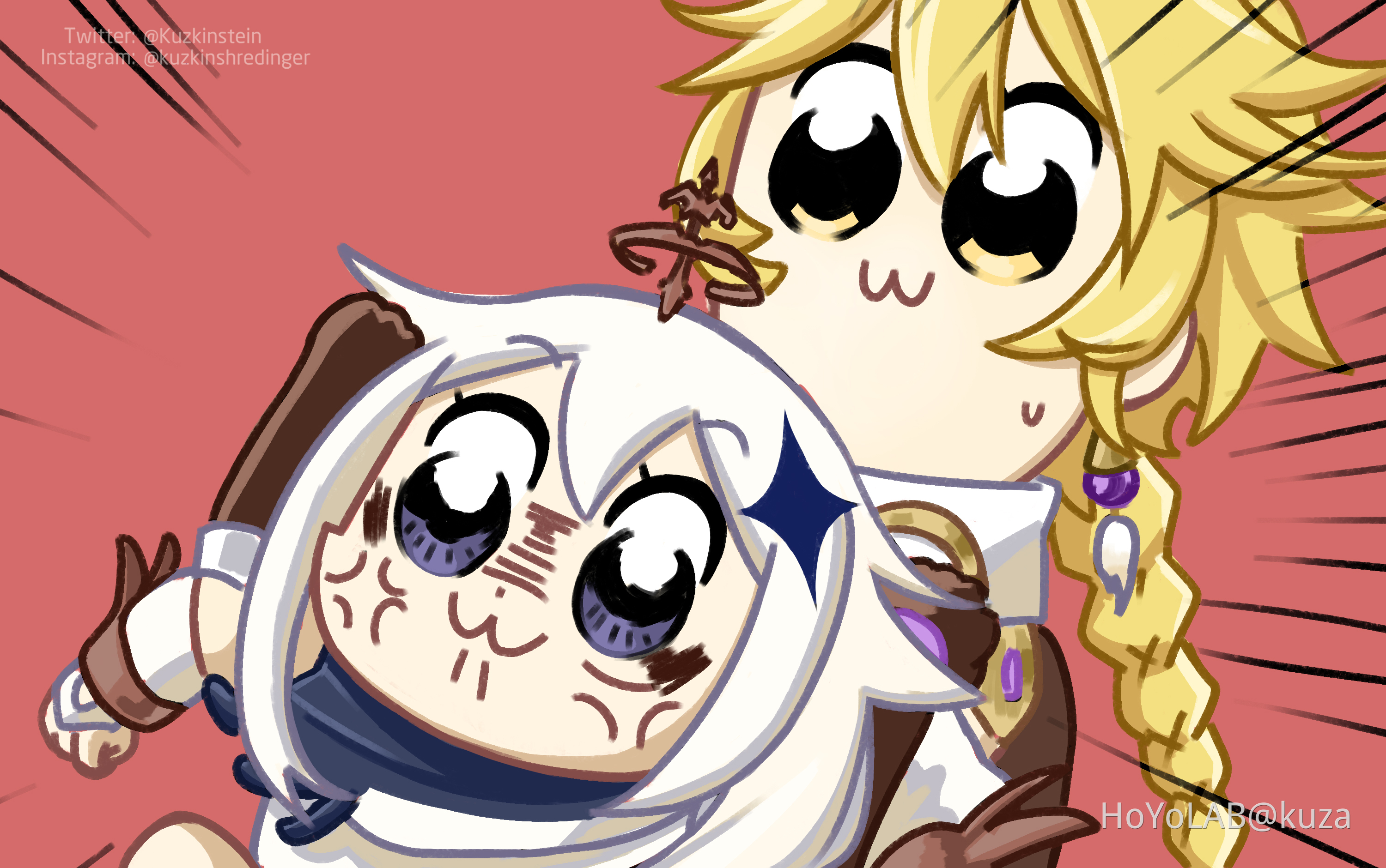 Aether and Paimon (Pop Team Epic style) Genshin Impact | HoYoLAB