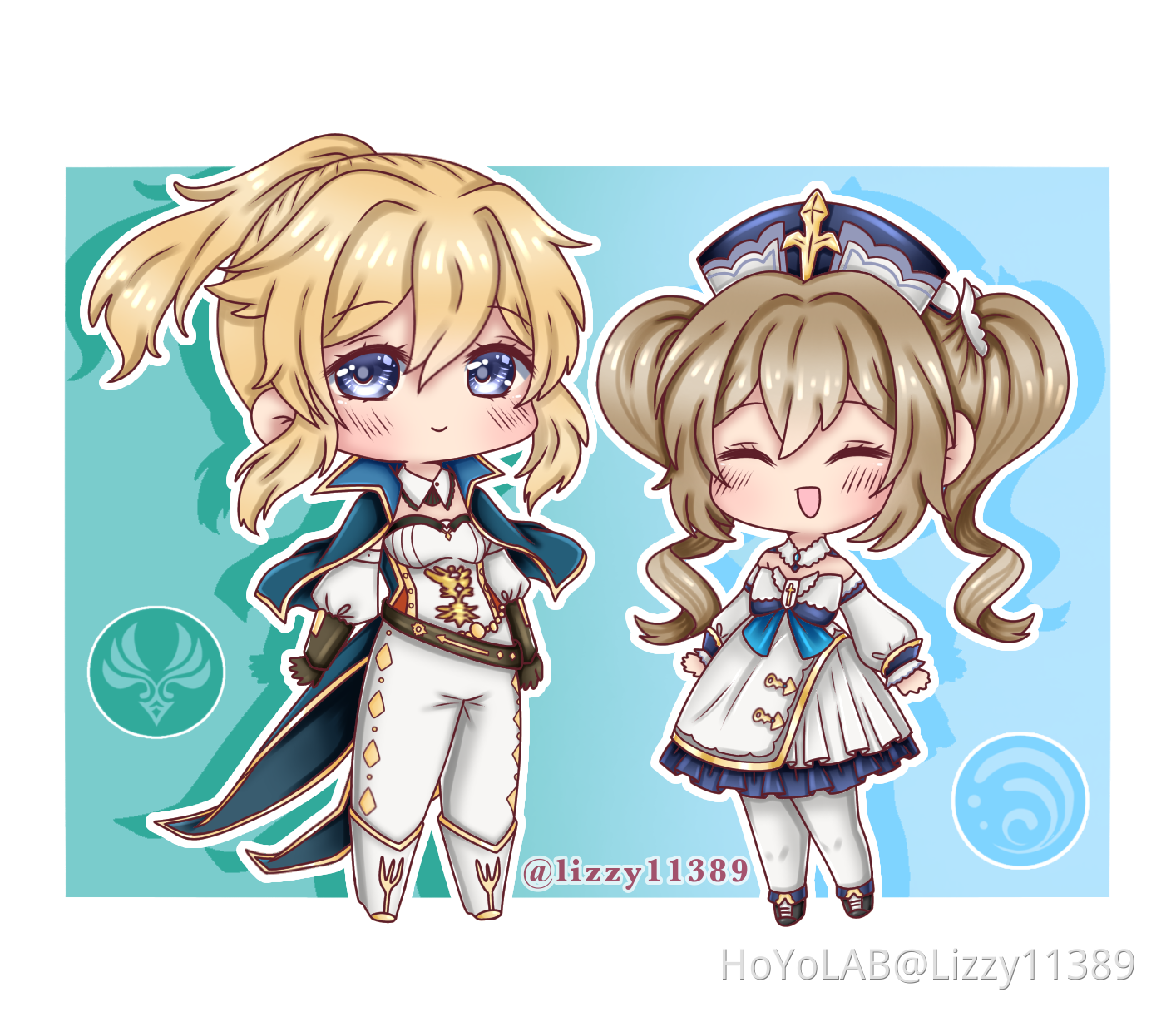 Genshin Impact ~ Chibi Jean & Barbara fanart 💚💙 Genshin Impact | HoYoLAB