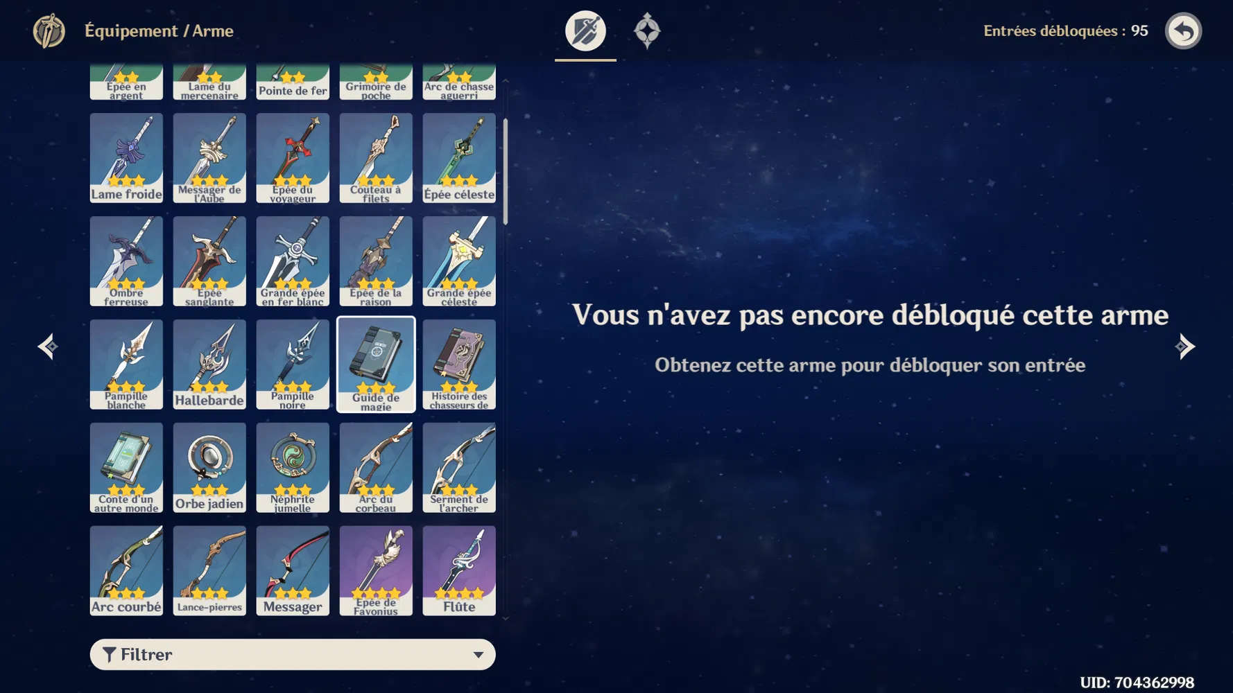 117 Arme Lvl.90 117/152* (133 Acquis) Genshin Impact | HoYoLAB