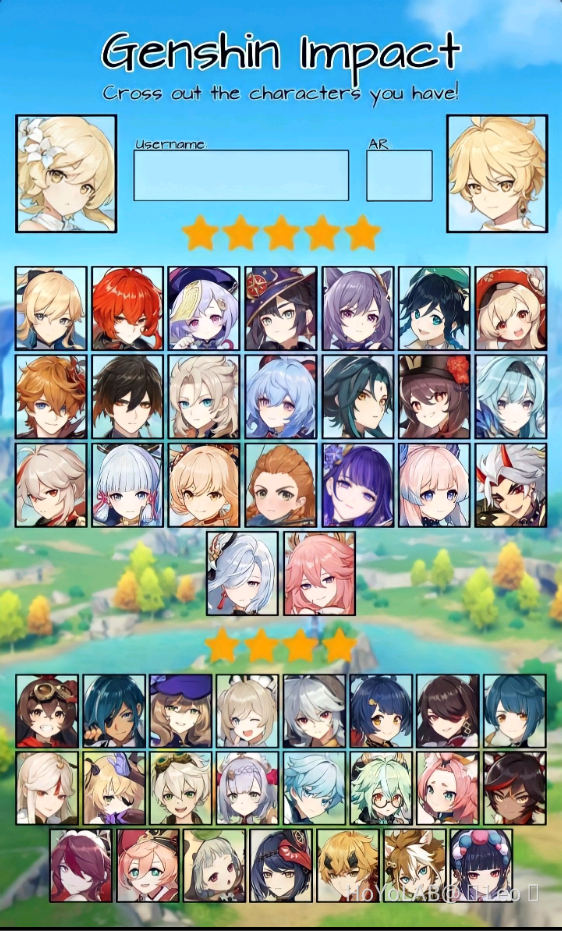 Cross out the characters you have Genshin Impact | HoYoLAB