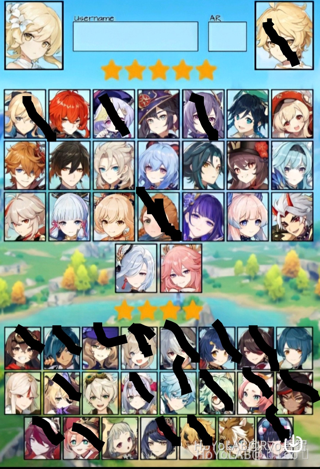 My chart of characters that i have Genshin Impact | HoYoLAB