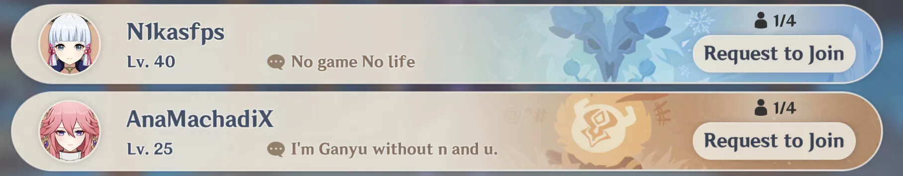 Some more bios/names Genshin Impact | HoYoLAB