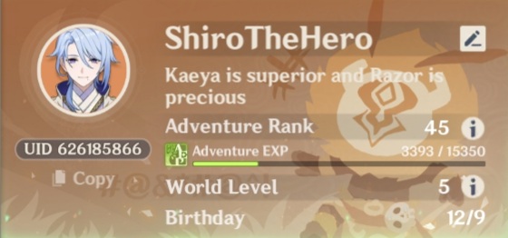 My world level and Adventure rank Genshin Impact | HoYoLAB