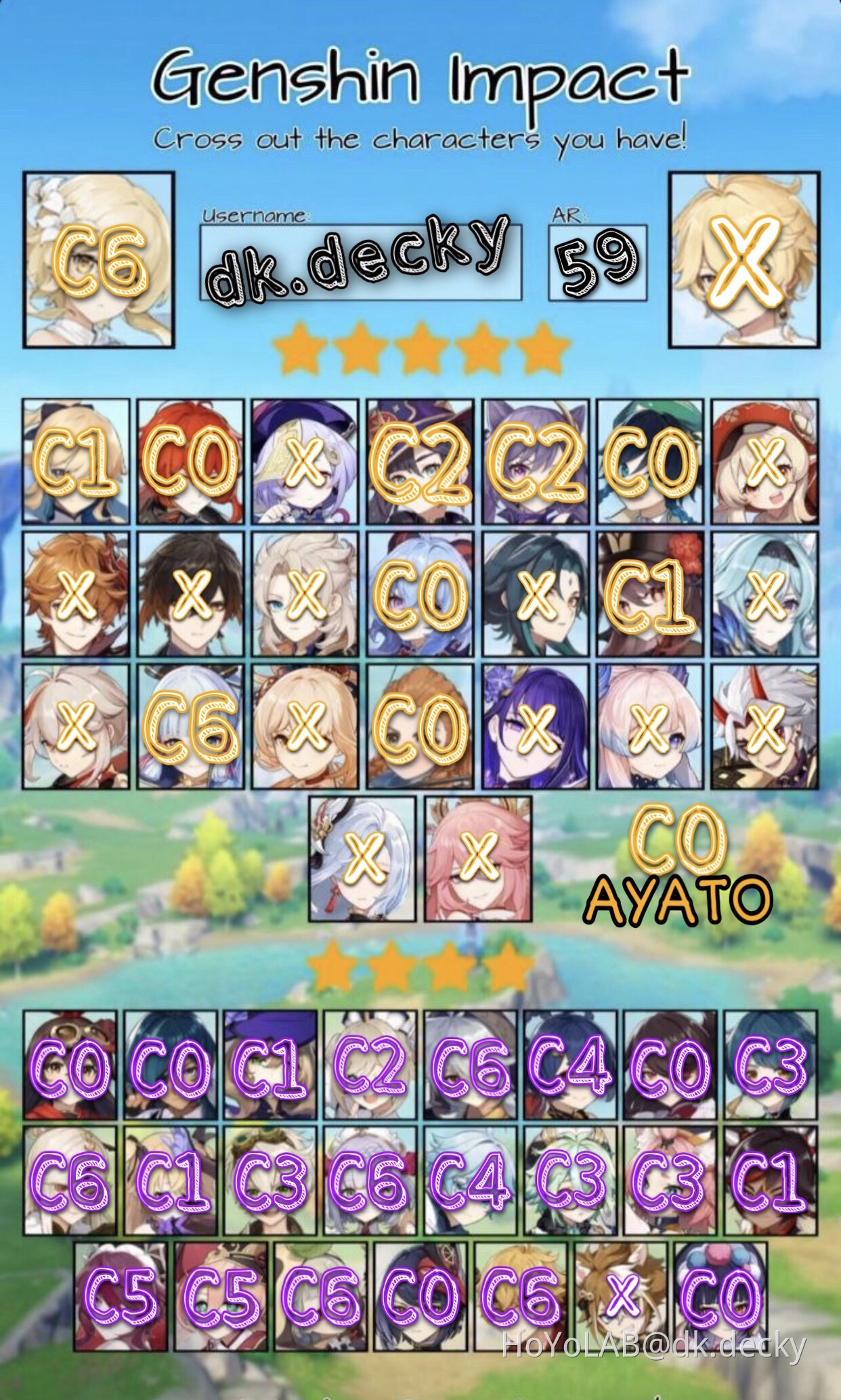 Genshin Impact Cross out the Characters you have Genshin Impact | HoYoLAB