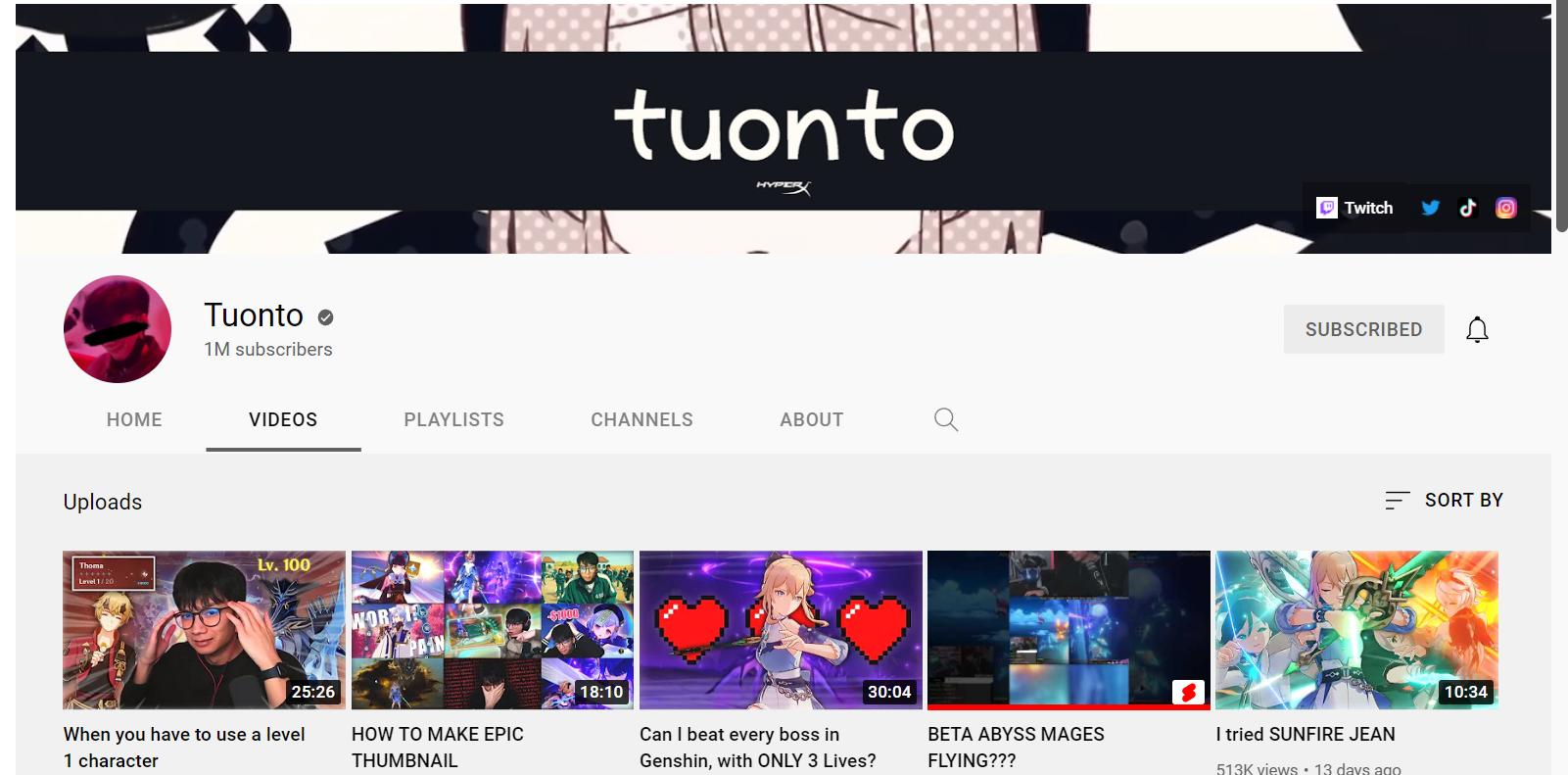 CONGRATULATIONS ON 1MIL TUONTO!! Genshin Impact | HoYoLAB
