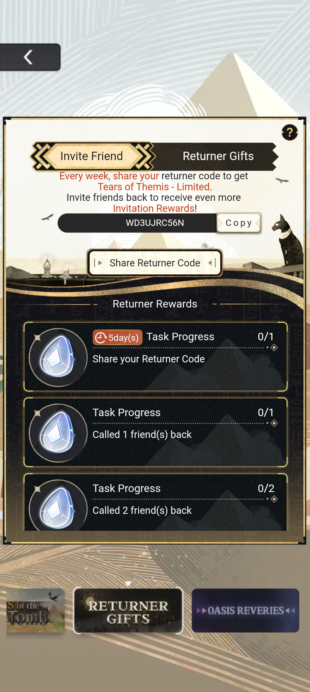 returner code! Tears of Themis | HoYoLAB