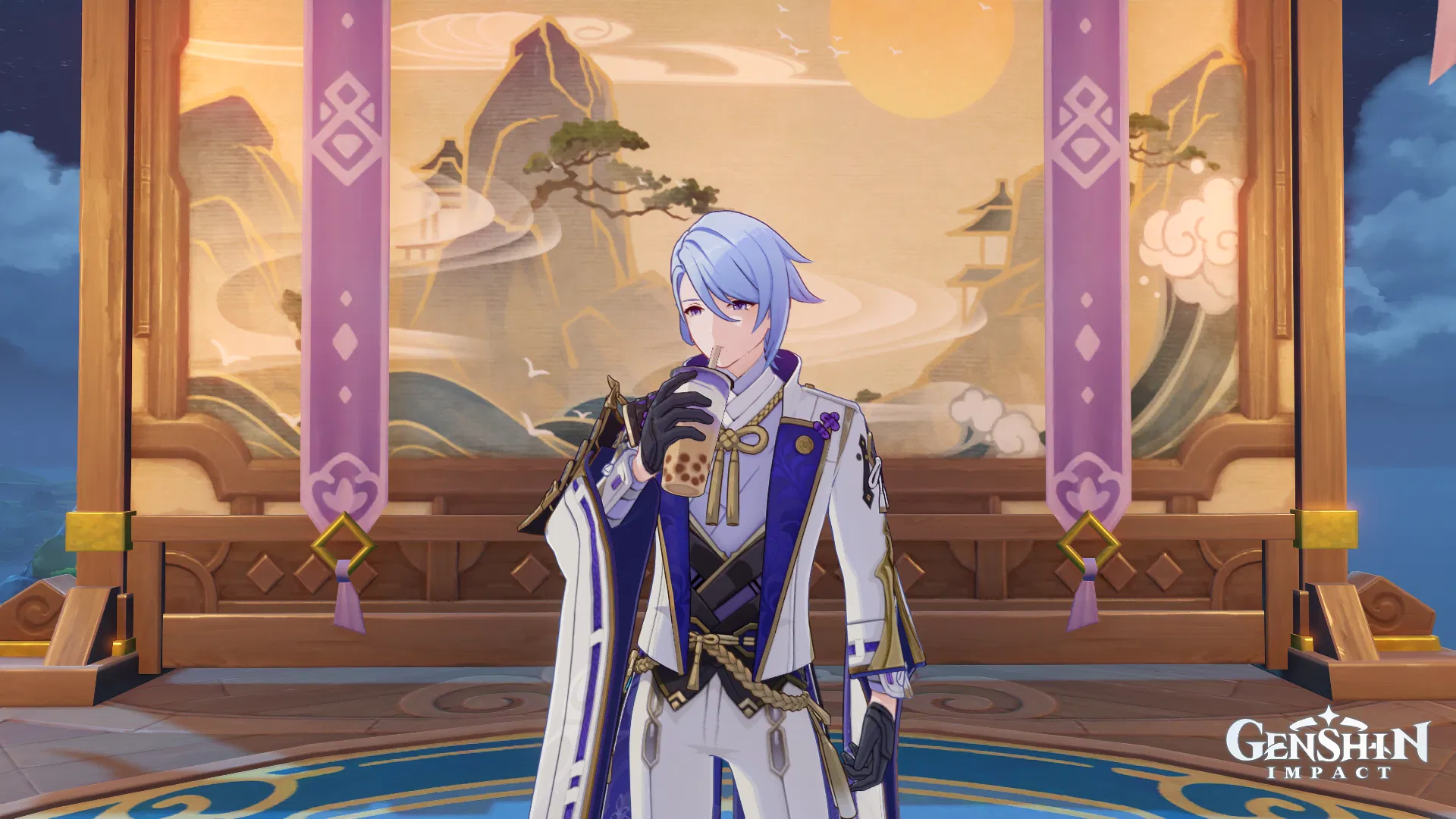 Ayato Drinking Boba Genshin Impact | HoYoLAB