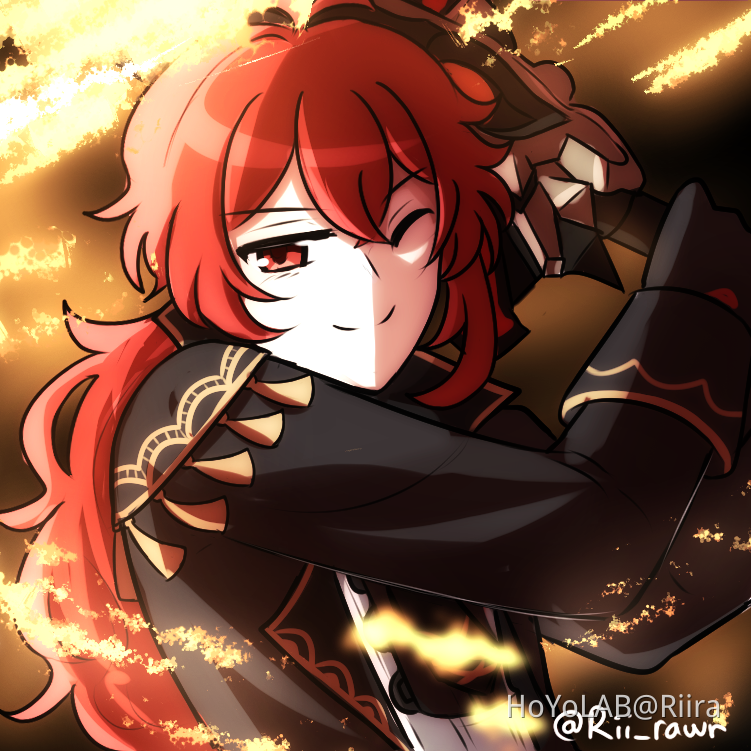 Diluc Winking - Draw This in Your Style Genshin Impact | HoYoLAB