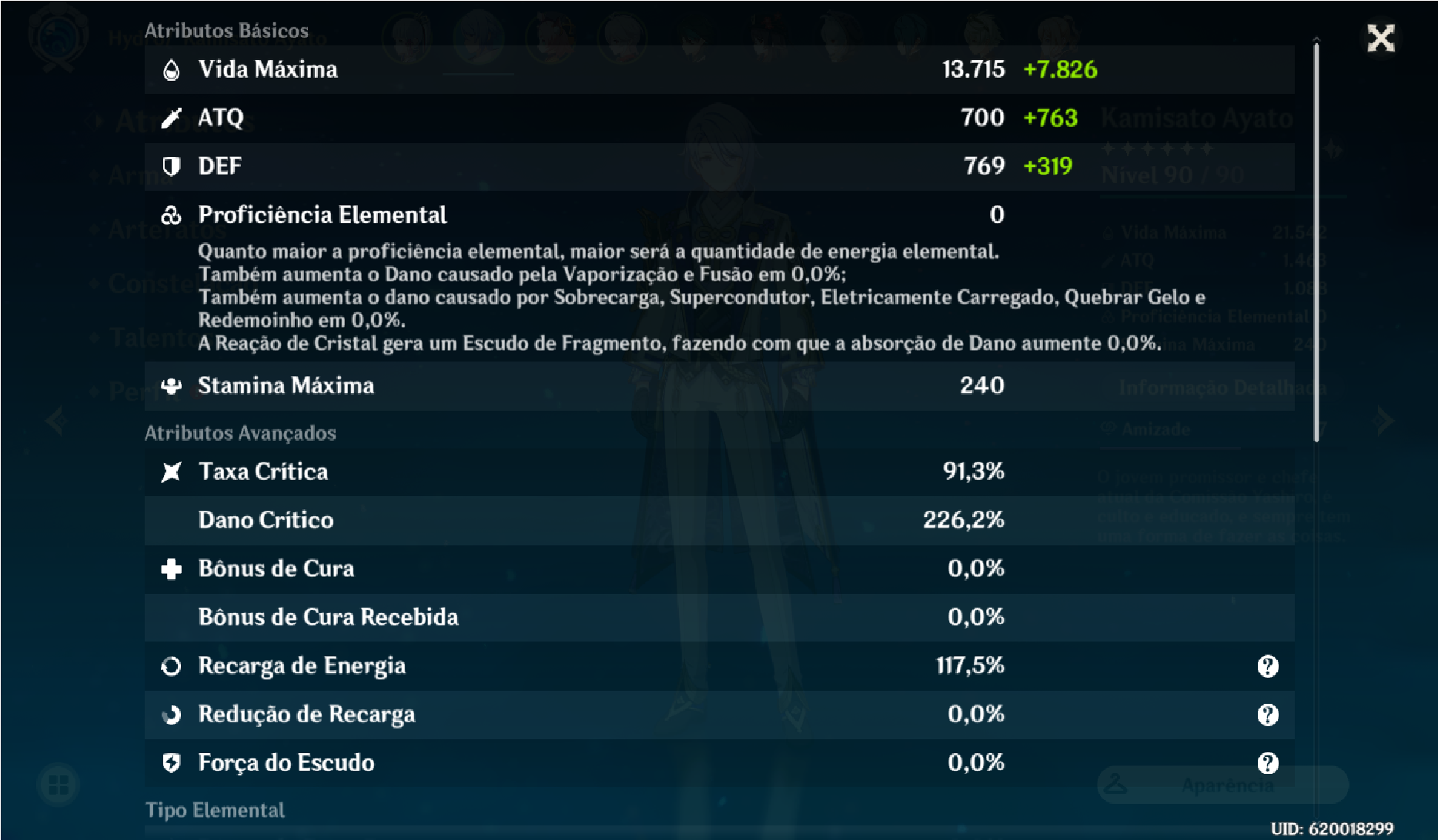 Stats do meu Ayato Genshin Impact | HoYoLAB