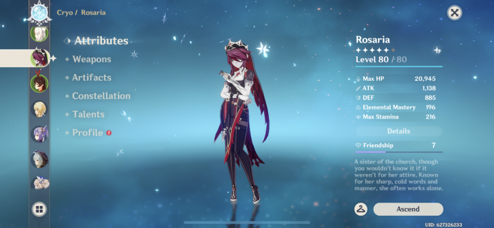 Almost Finished Rosaria Build! Genshin Impact | HoYoLAB